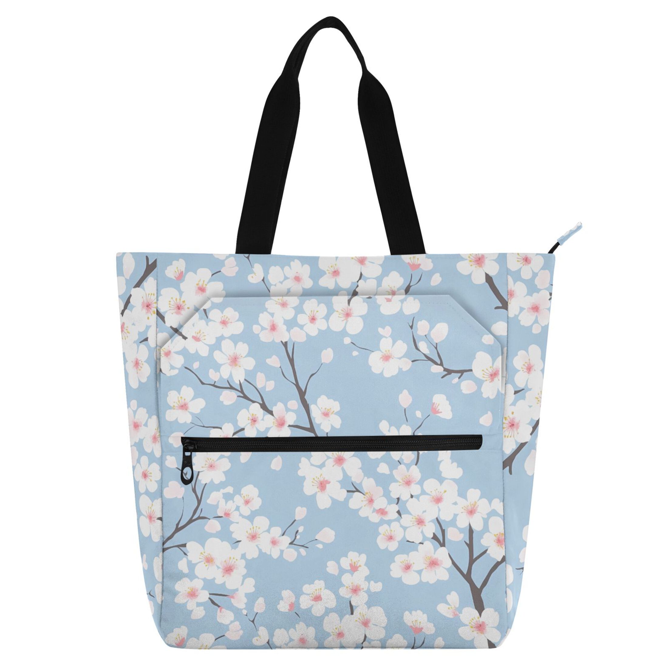 ALAZA Cherry Blossom Blue School Book Bag Kids Tote Bags Handbag ...
