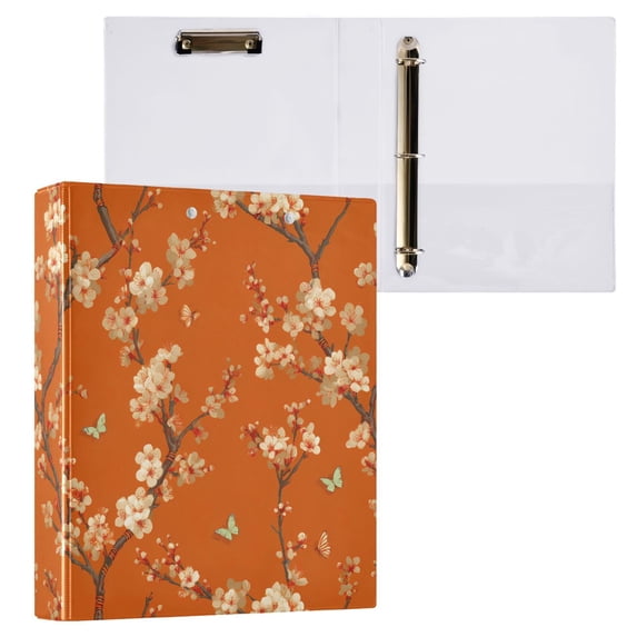 ALAZA Cherry Blossom Butterfly Hardcover 3 Ring Binder 1.5" D-Rings ...