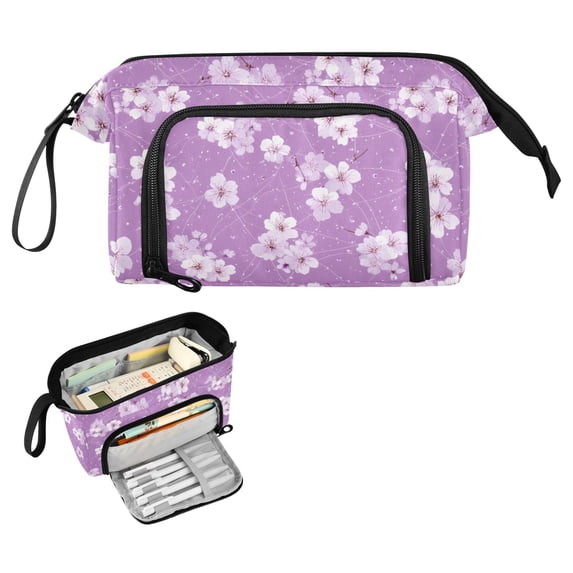 ALAZA Cherry Blossom Pencil Pouch Big Capacity Pencil Case Zipper ...