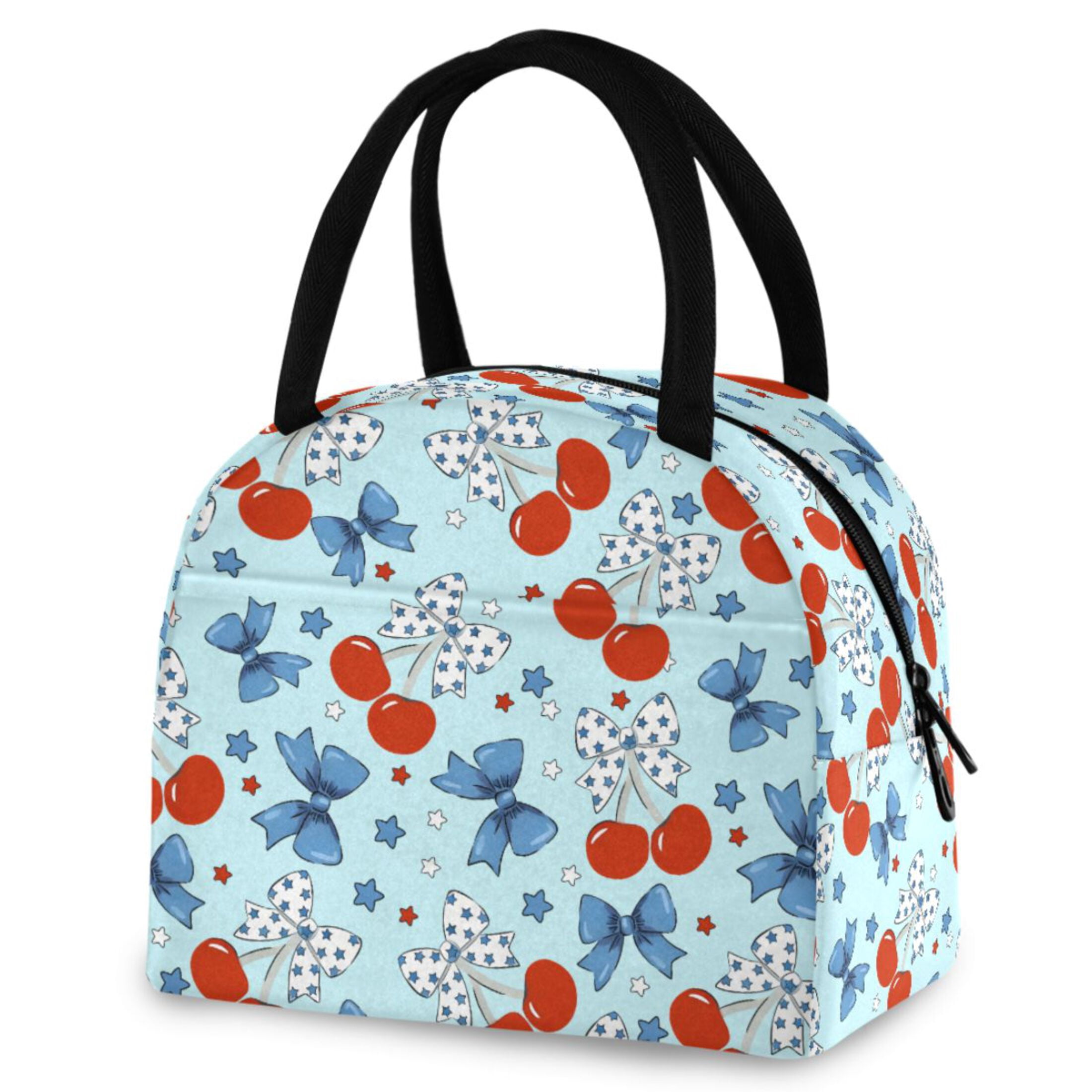 ALAZA Cherry Bows Star Insulated Lunch Box Reusable Cooler Tote Bag ...