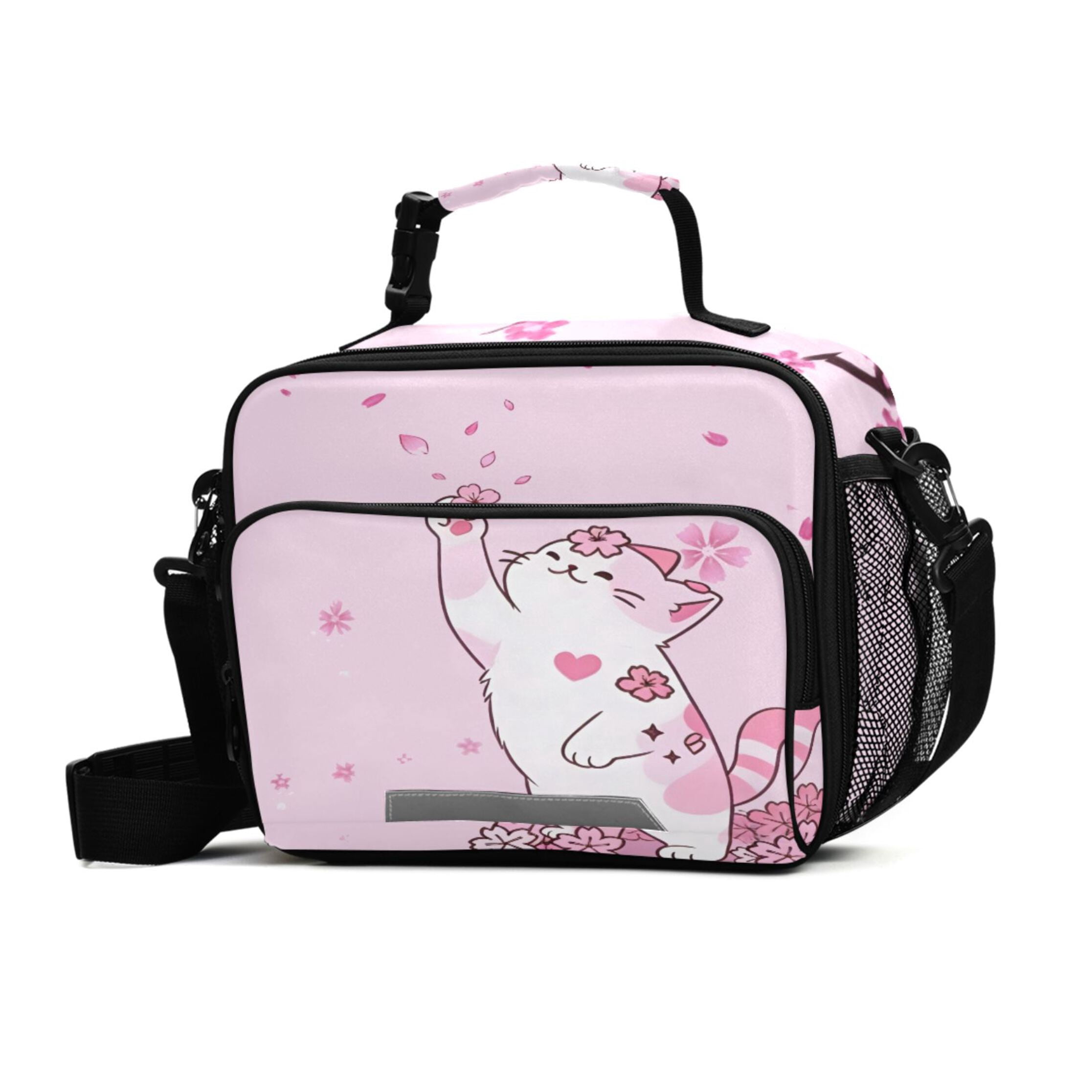 ALAZA Cherry Cute Cat Lunch Box Insulated Cooler Bag Reusable Tote Bags ...