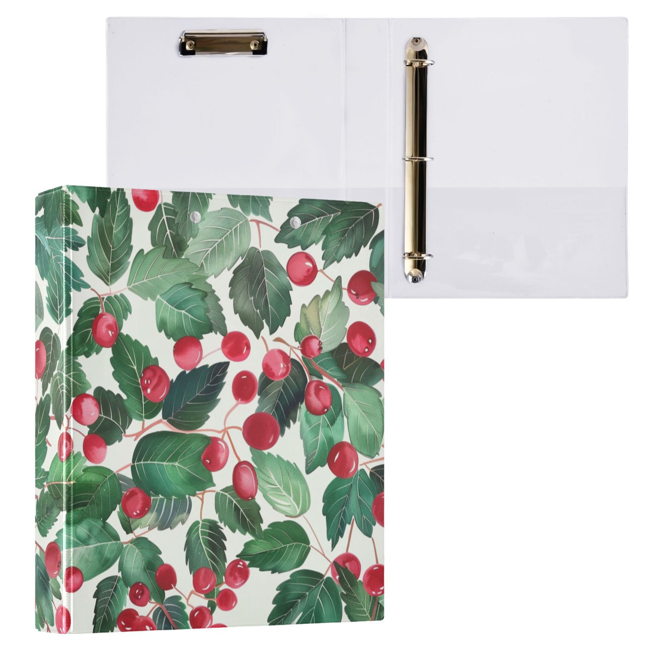 ALAZA Cherry and Leaves Pattern Hardcover 3 Ring Binder 1.5" Round ...