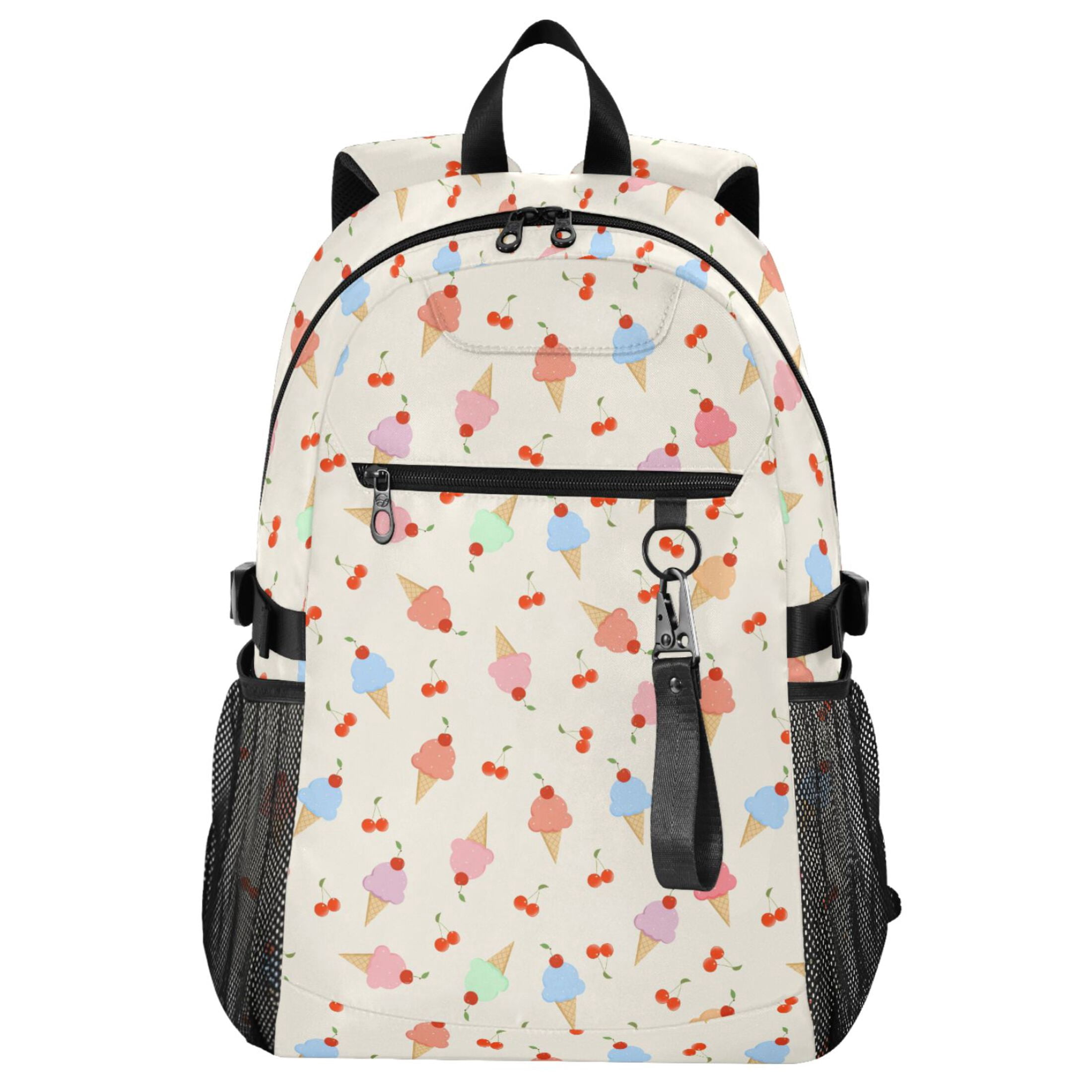 ALAZA Cherry on Ice Cream Pattern School Backpack Travel Laptop Bag ...