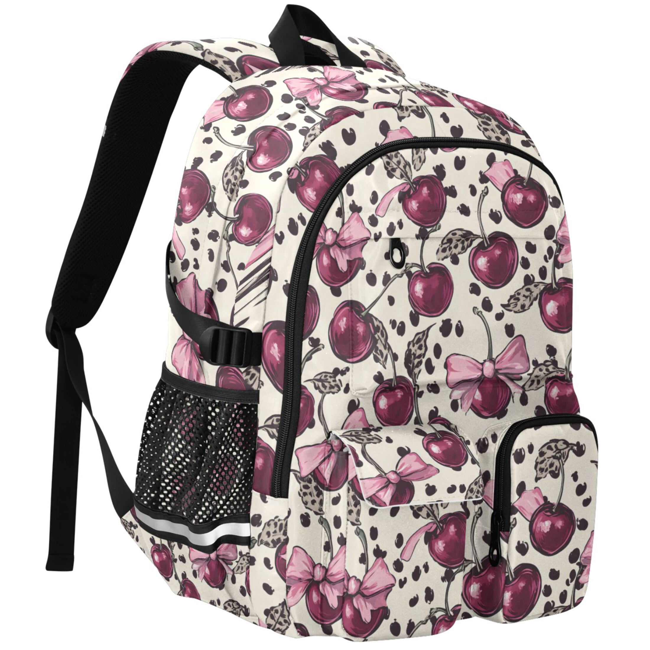 ALAZA Cherry with Leopard Print Student Backpack School Bookbag Large ...