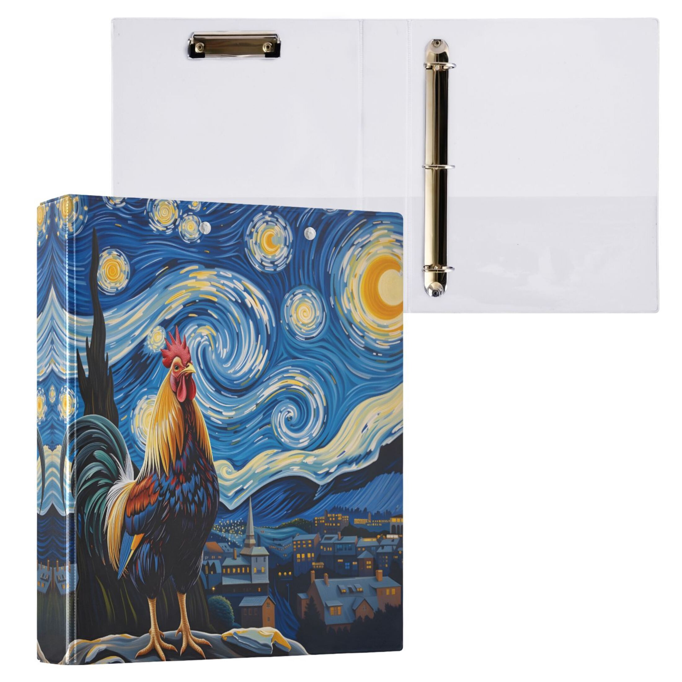 ALAZA Chicken Oil Paint Hardcover 3 Ring Binder 1.5" D-Rings with ...