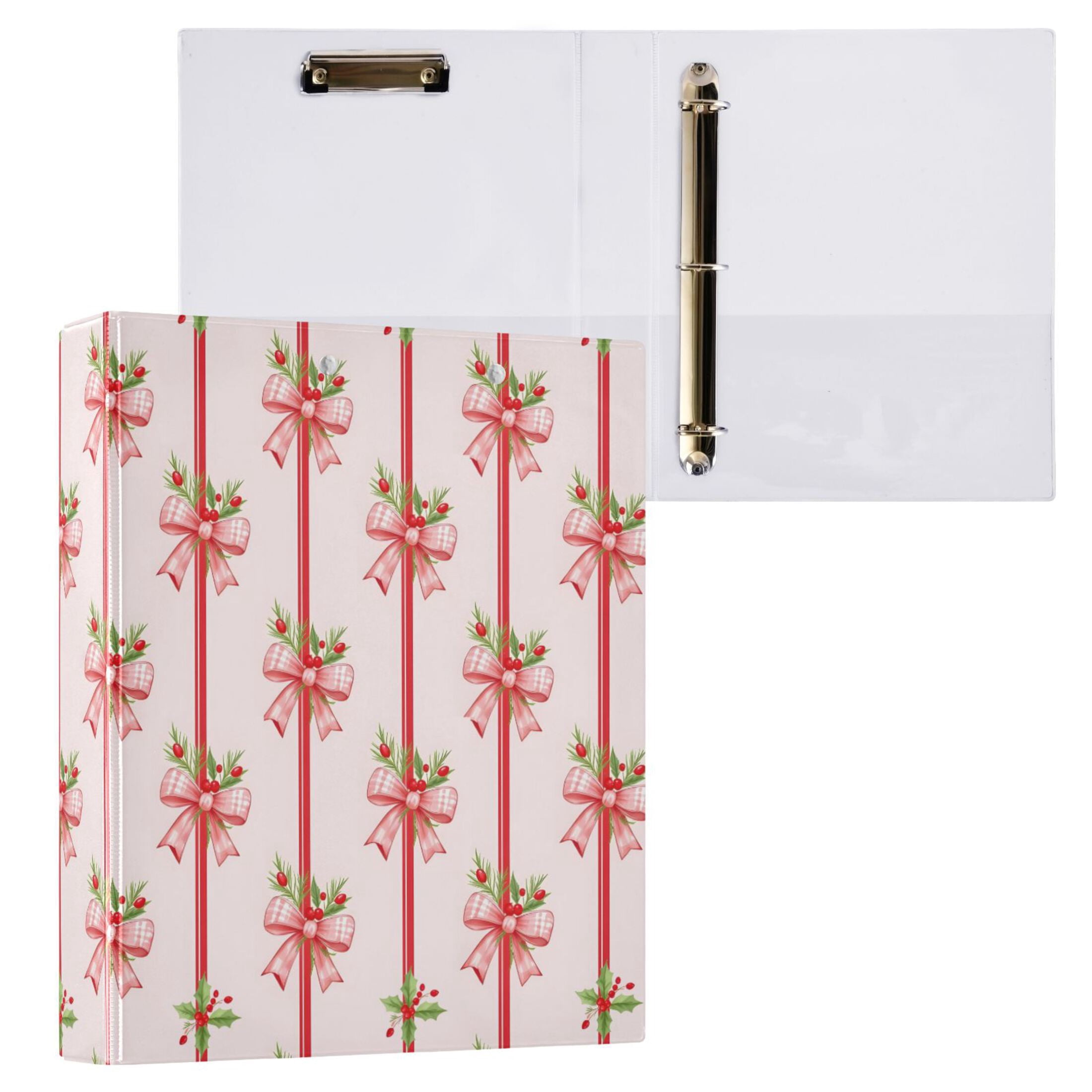 ALAZA Christmas Fire Berry Bows Hardcover 3 Ring Binder 1.5" D-Rings ...