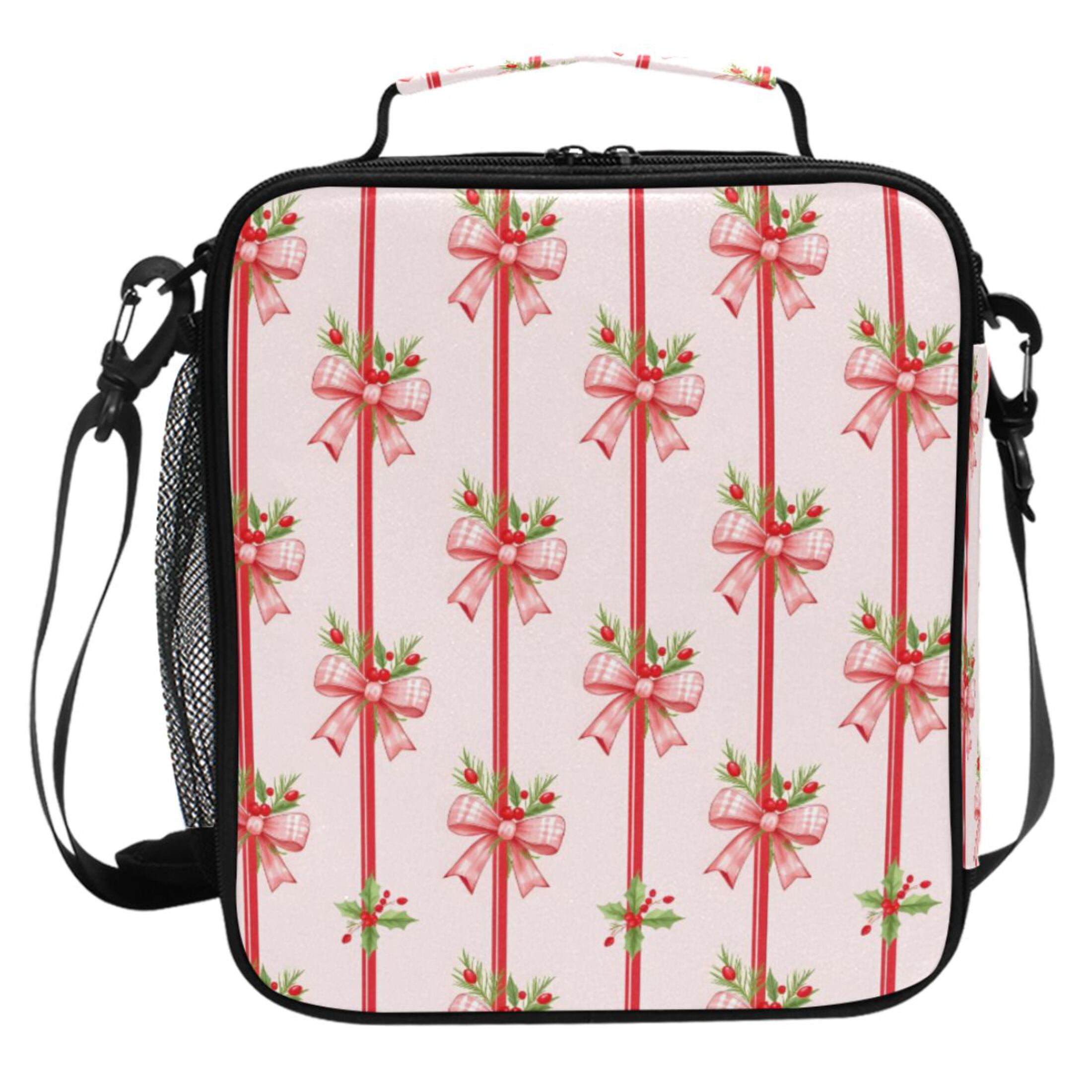 ALAZA Christmas Fire Berry Bows Lunch Box Insulated Cooler Lunch Bag ...