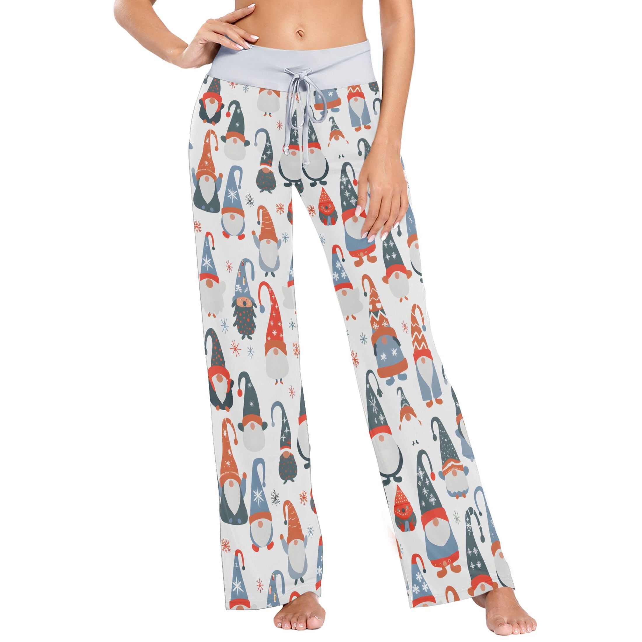 ALAZA Christmas Gnomes Women's Comfy Pajama Pants Sleepwear Wide Leg ...