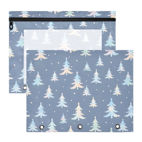 ALAZA Christmas Gradient Tree Pattern Pencil Pouch 3 Ring Binder with ...