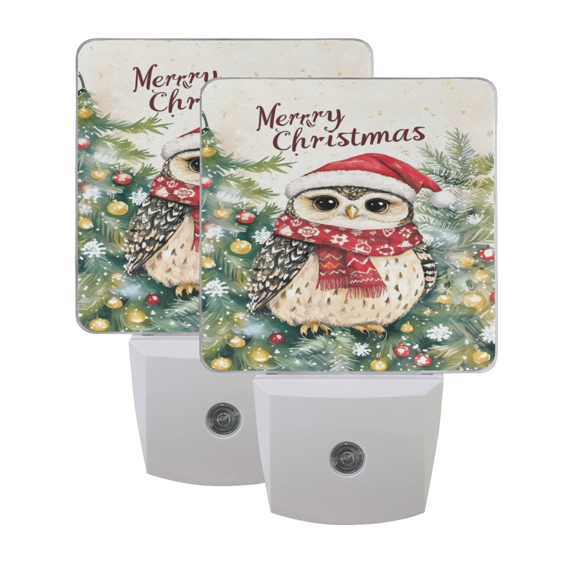 ALAZA Christmas Greeting Owl Night Lights 2 Pack Plug-in Wall LED ...