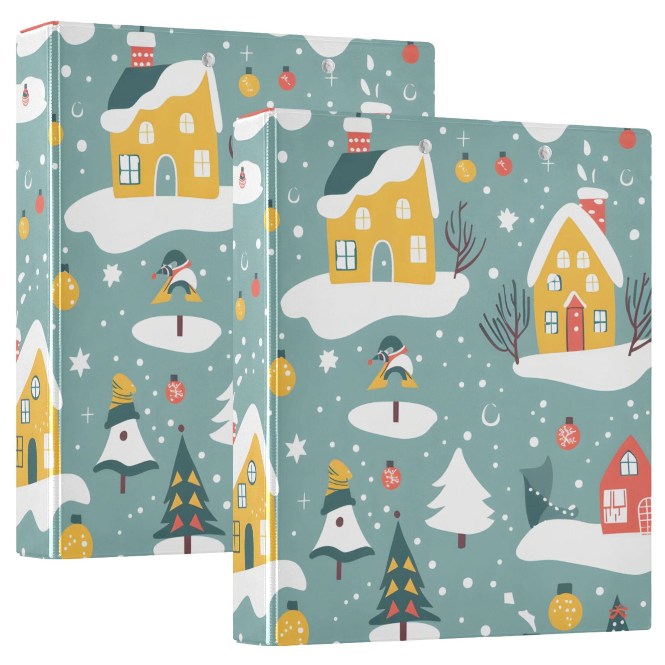 ALAZA Christmas House with Snowflakes Hardcover 3 Ring Binder 1.5 ...
