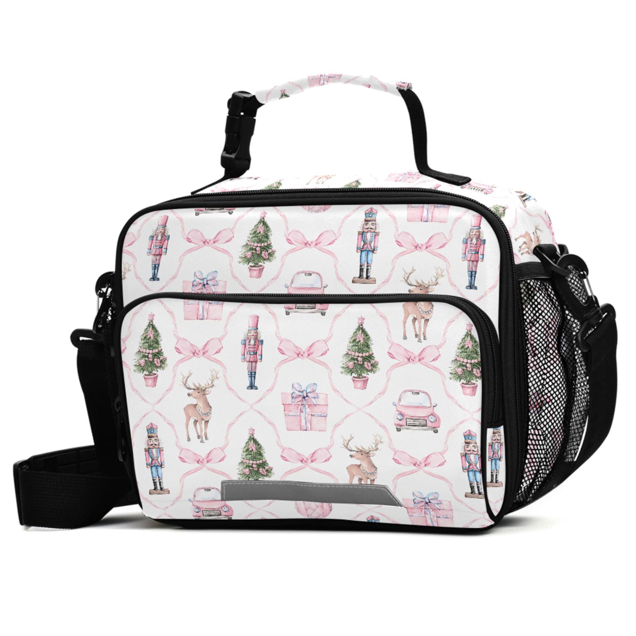 ALAZA Christmas Nutcracker Bows Reindeer Lunch Box Insulated Cooler Bag ...