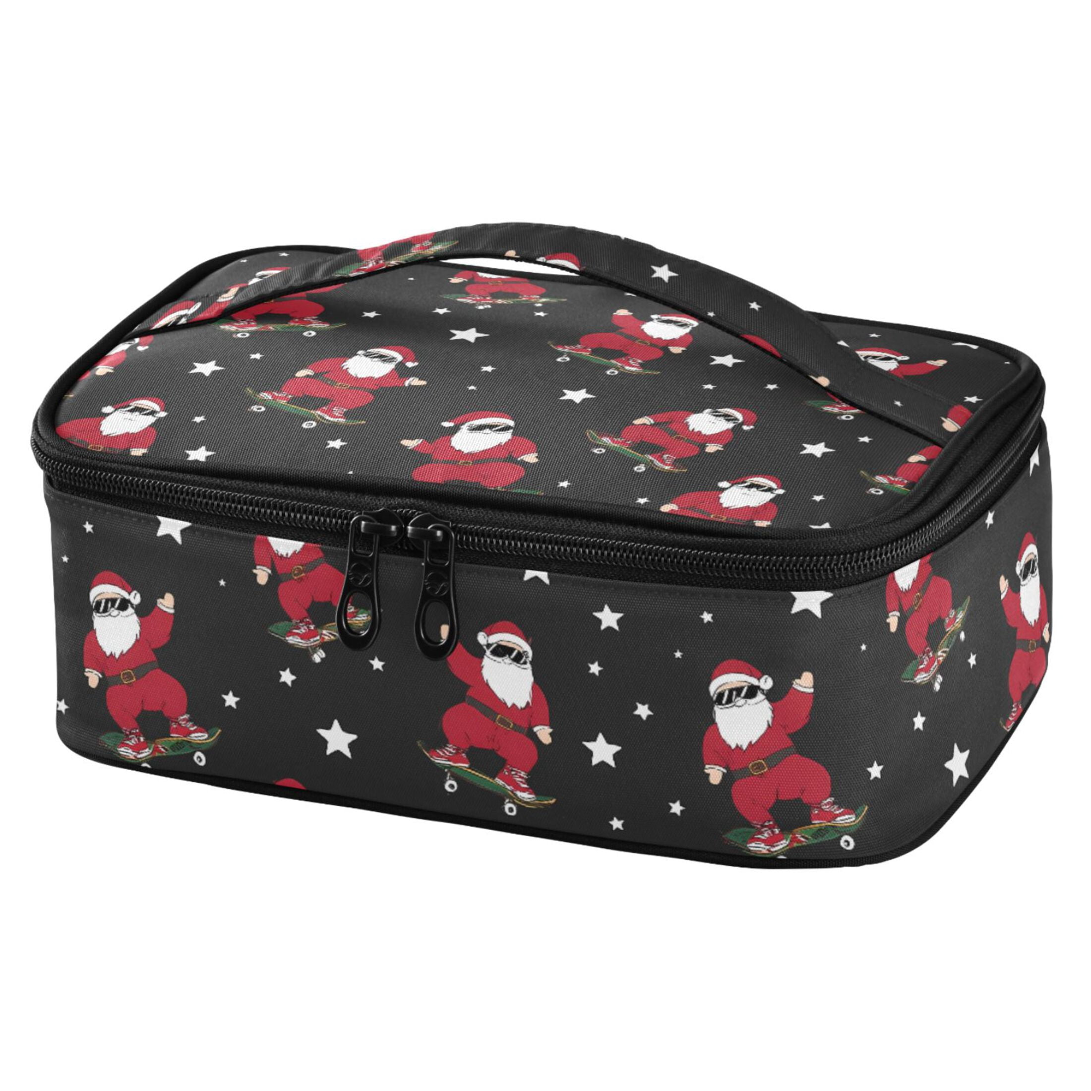 ALAZA Christmas Santa Claus Skating Lunch Box Insulated Cooler Tote Bag ...