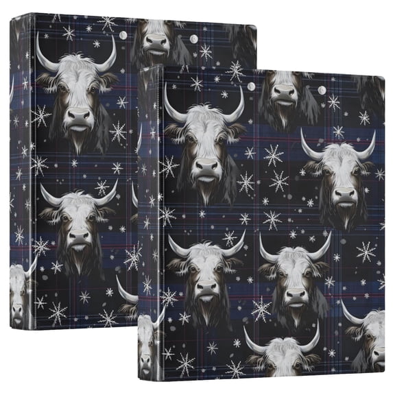 ALAZA Christmas Snow Cow Checkered Hardcover 3 Ring Binder 1.5" D-Rings ...