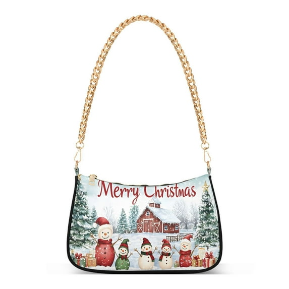 ALAZA Christmas Snowman Village Women's Chain Shoulder Bag Hobo Handbag ...