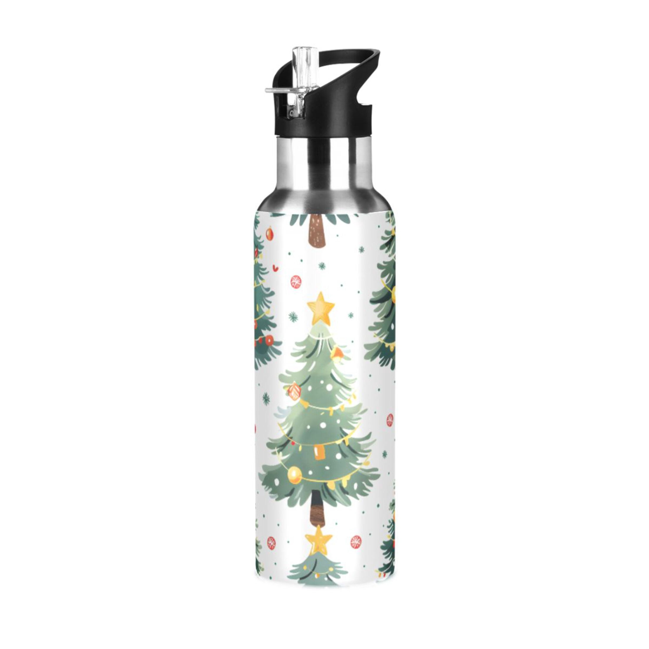 ALAZA Christmas Tree Pattern Water Bottle Insulated Flask Stainless ...