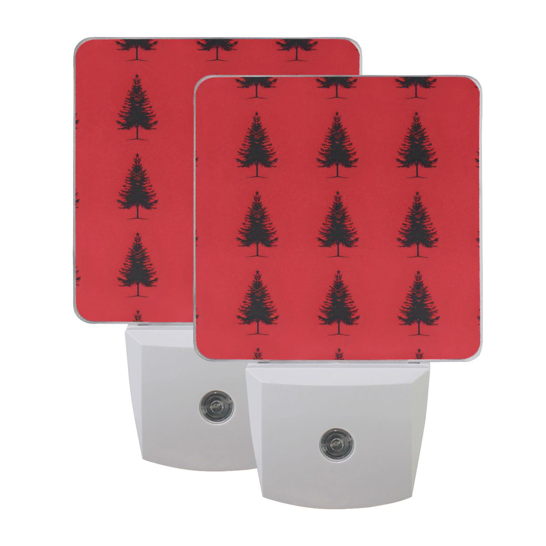 ALAZA Christmas Tree on Red Night Lights 2 Pack Plug-in Wall LED ...