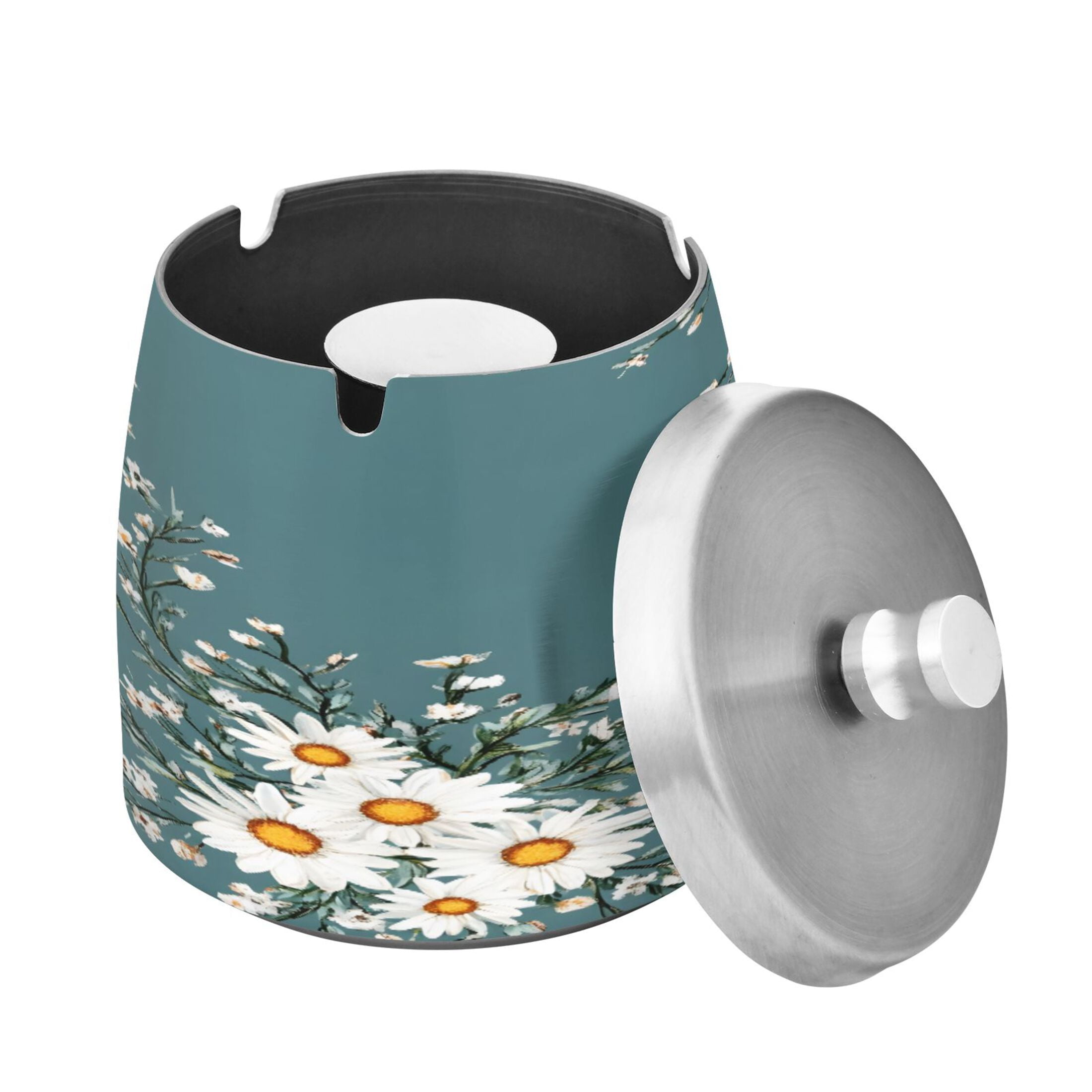 ALAZA Cigar Ashtray with Lid Daisy Floral Art Pattern Ash Tray for ...
