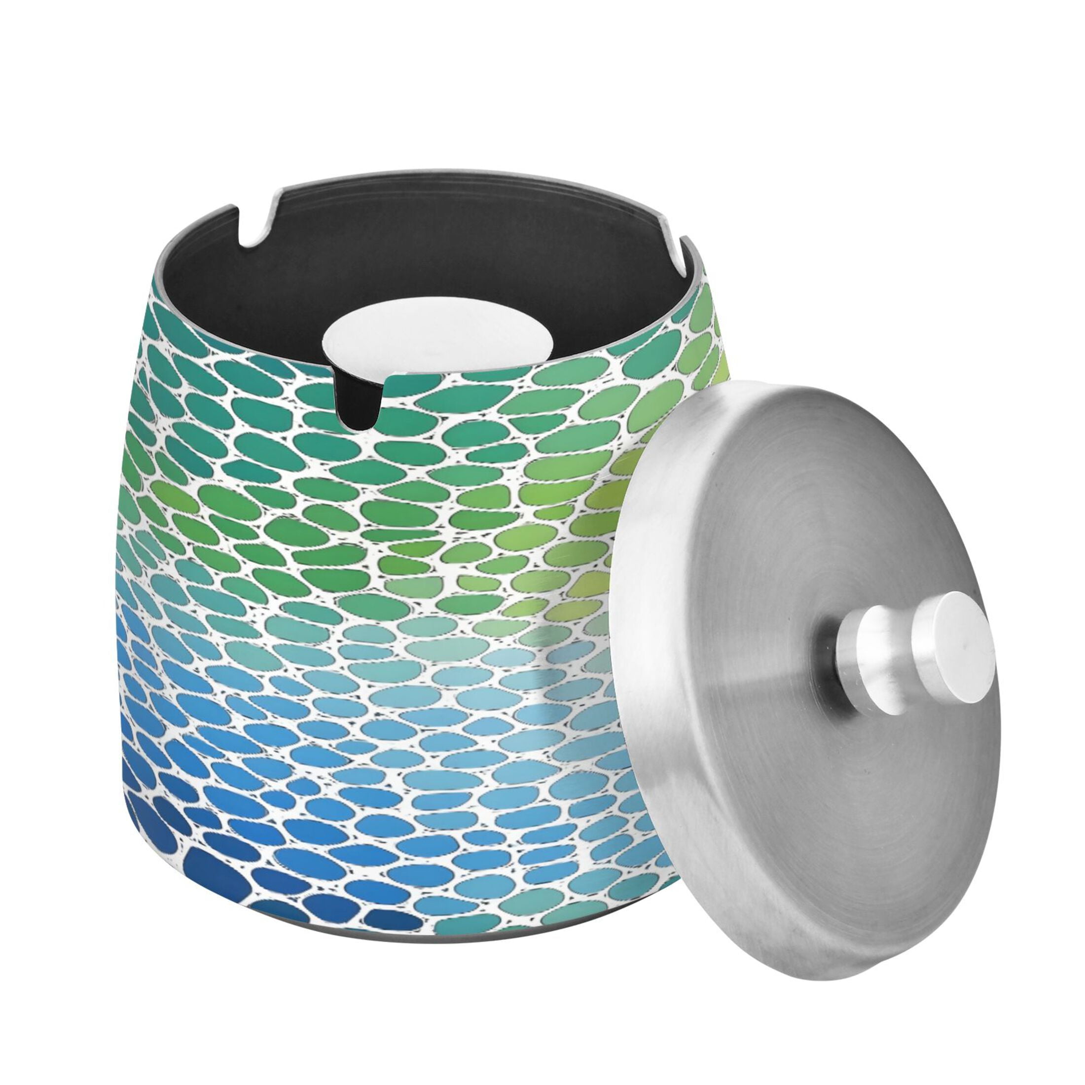 ALAZA Cigar Ashtray with Lid Gradient Green and Blue Ash Tray for ...