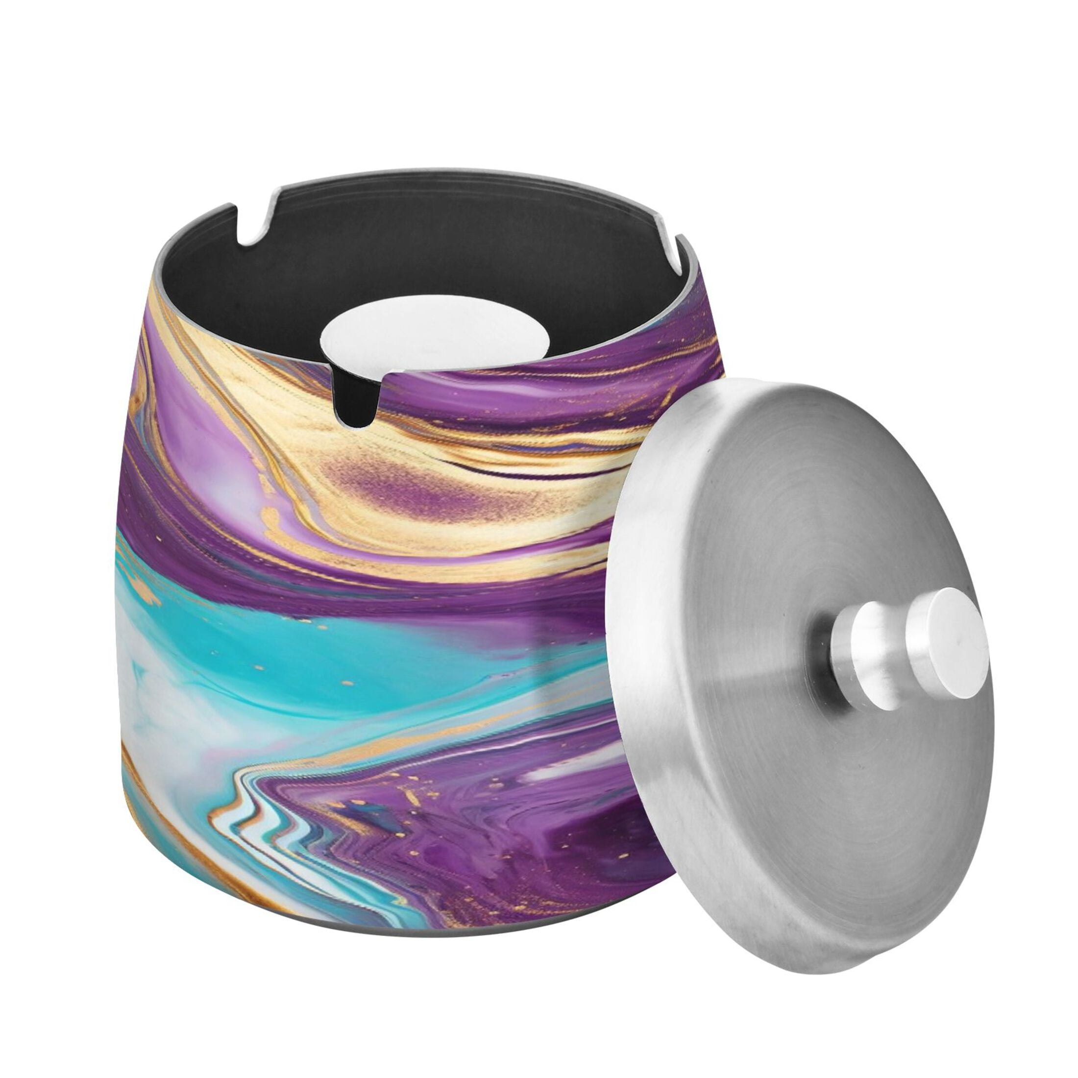 ALAZA Cigar Ashtray with Lid Purple Golden Marble Ash Tray for ...