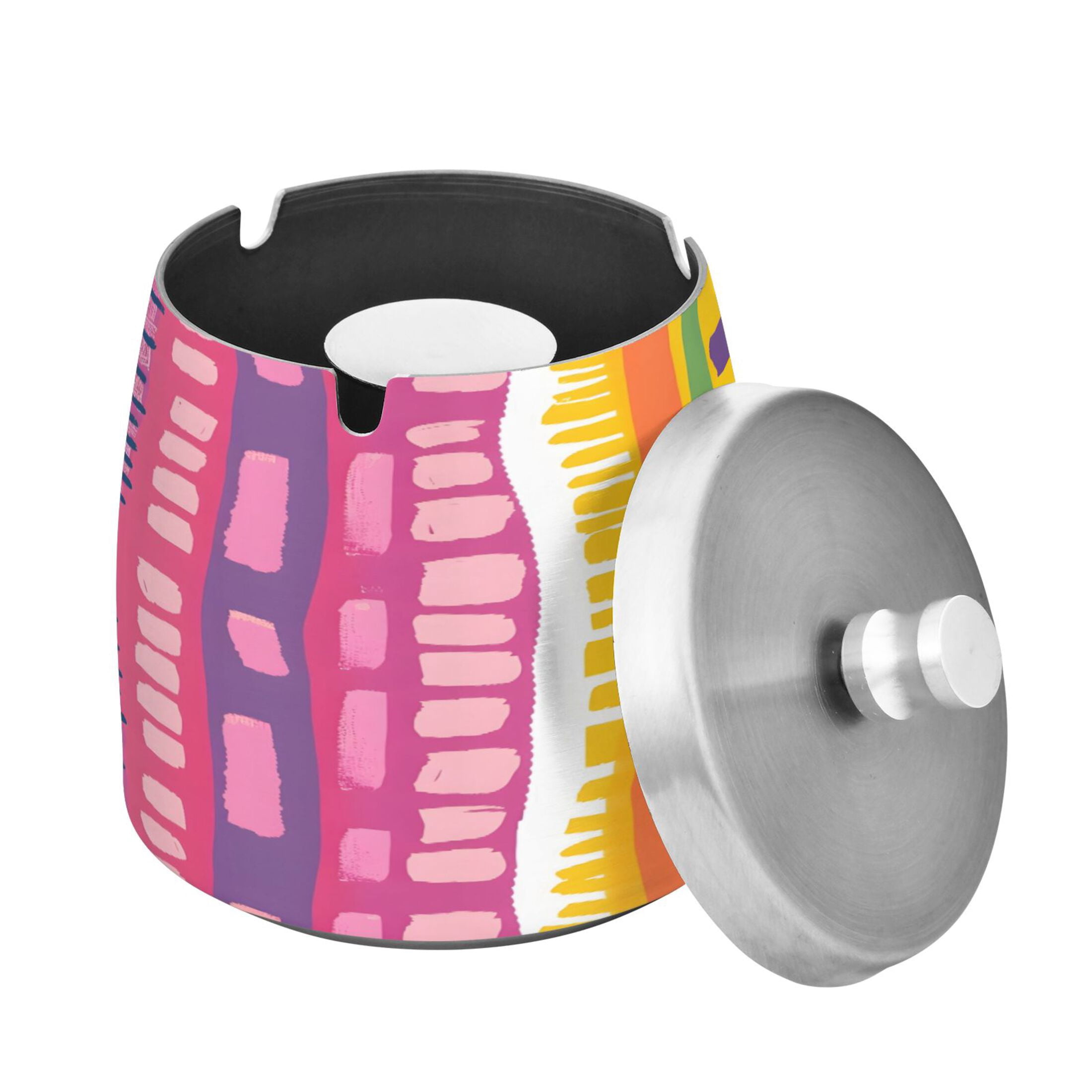 ALAZA Cigar Ashtray with Lid Rainbow Geometric Lines Hand Drawn Flat ...