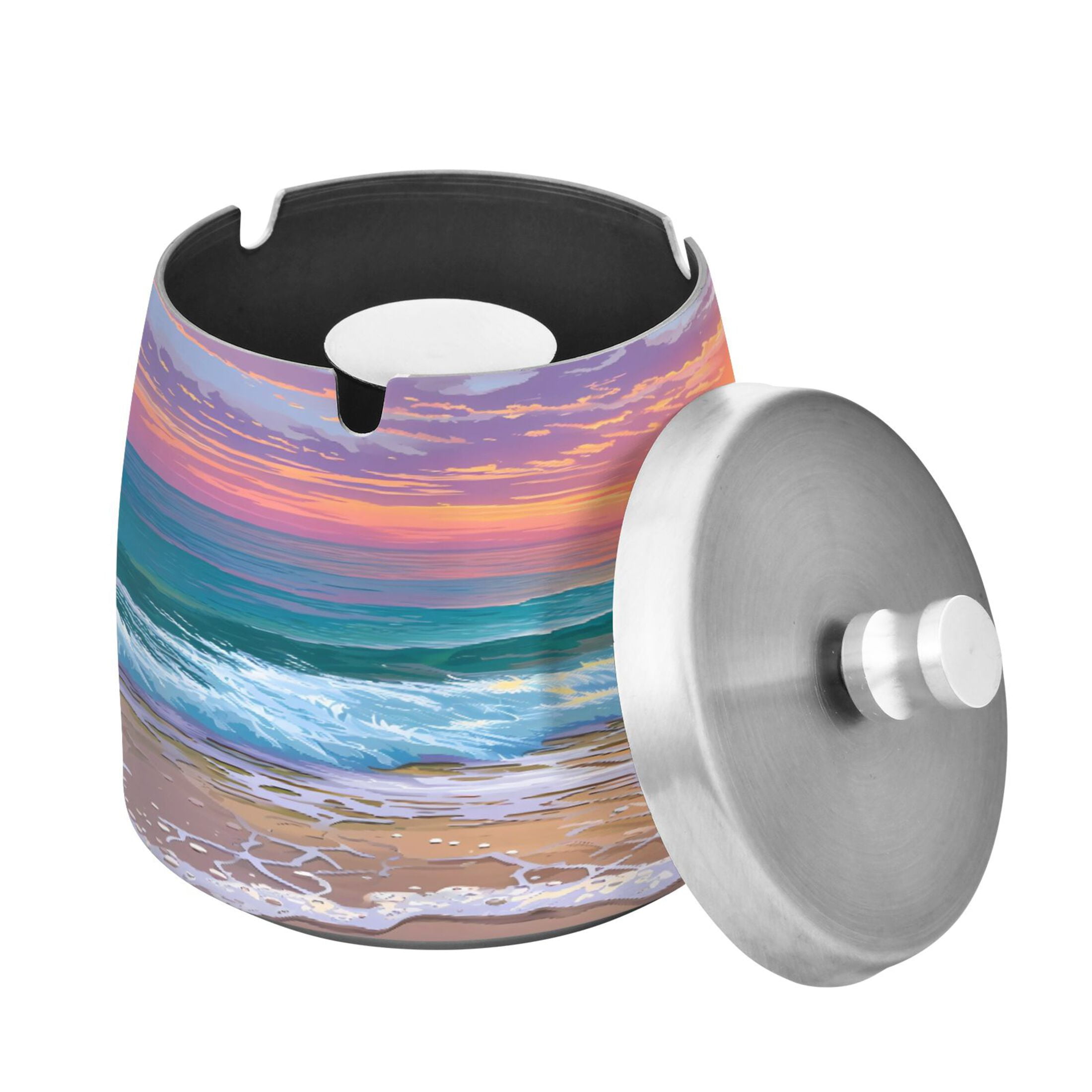 ALAZA Cigar Ashtray with Lid Sunset Beach Starfish Palm Tree Ash Tray ...