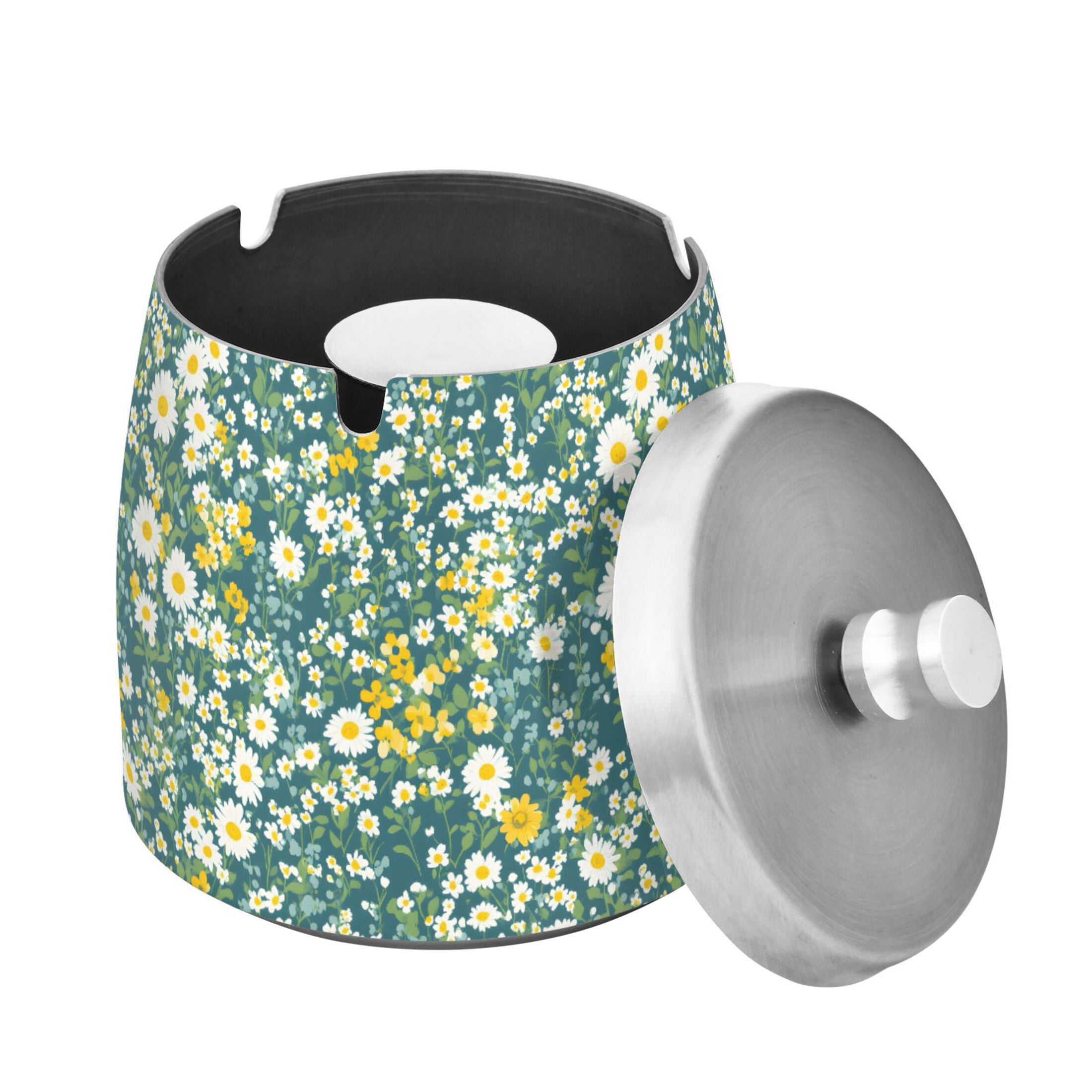 ALAZA Cigar Ashtray with Lid Wild Daisy Flowers Ash Tray for Cigarettes ...