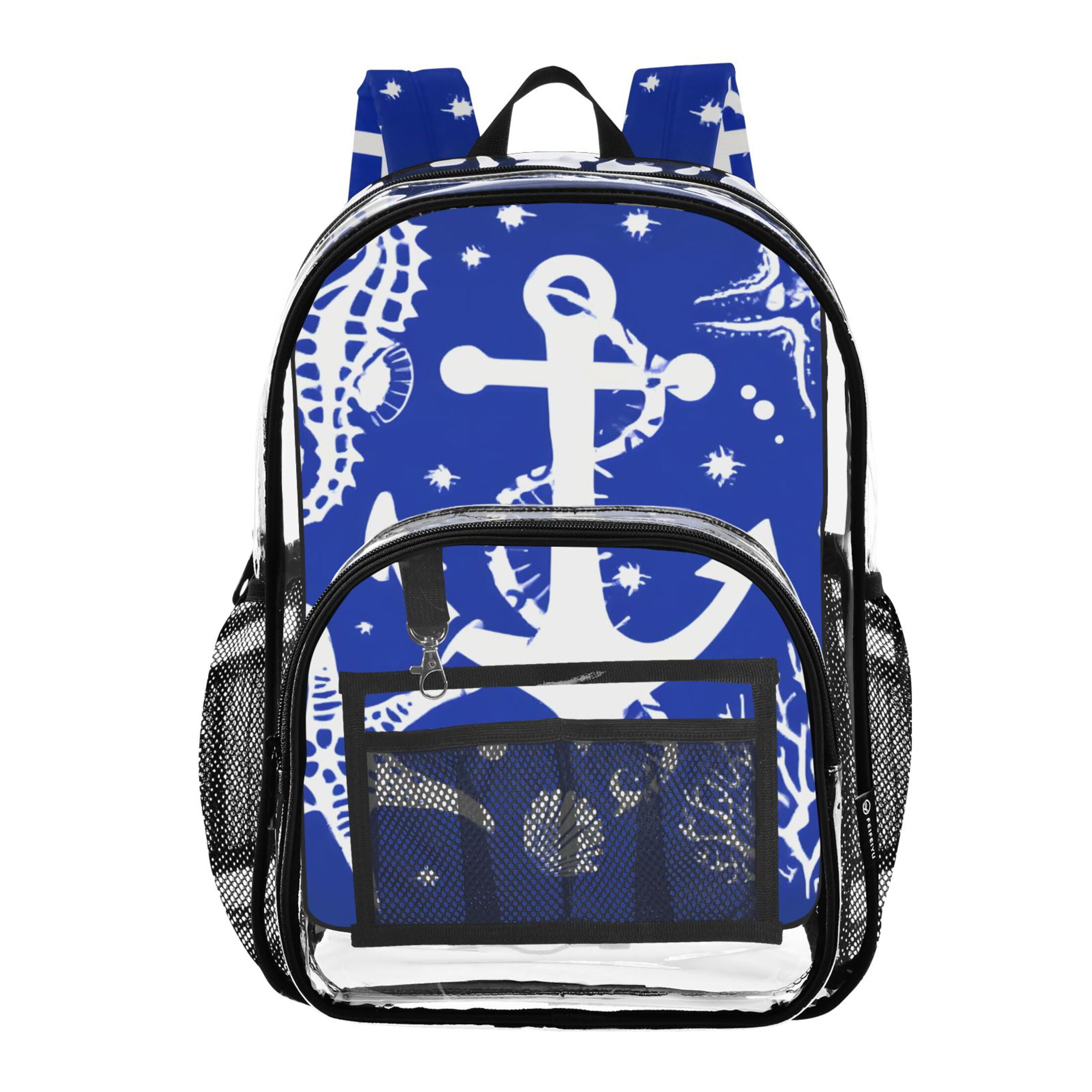 ALAZA Clear Backpack Anchors Starfish Seashells PVC Transparent BookBag ...