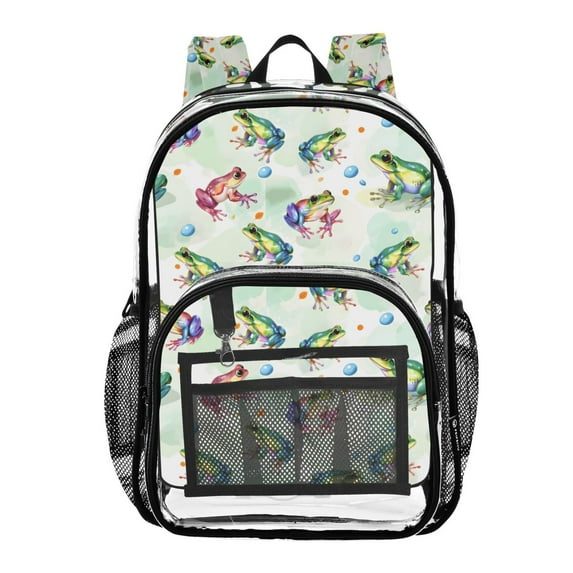 ALAZA Clear Backpack Cartoon Frogs Green PVC Transparent BookBag ...