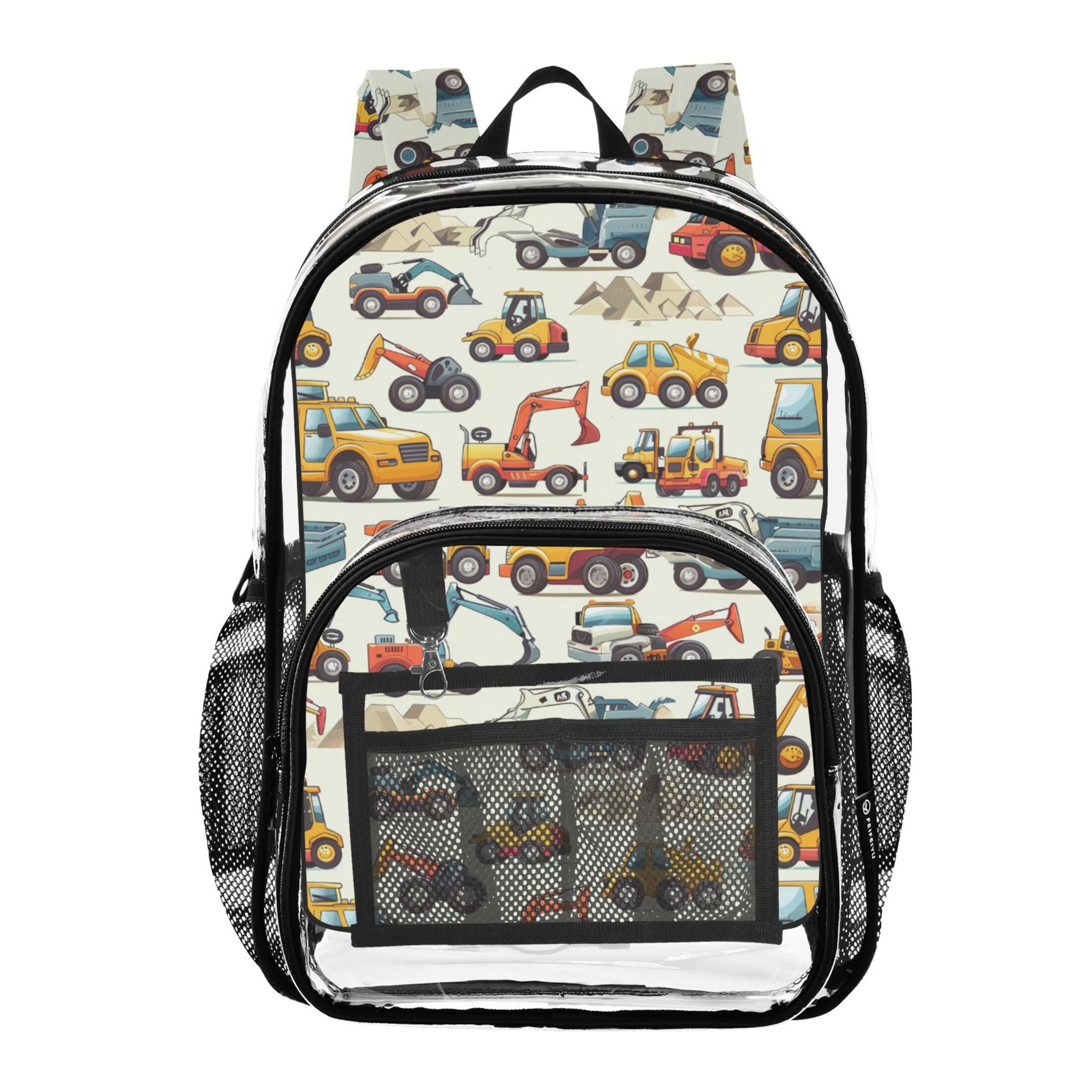 ALAZA Clear Backpack Cartoon Truck Engineering Excavator Bulldozer PVC ...