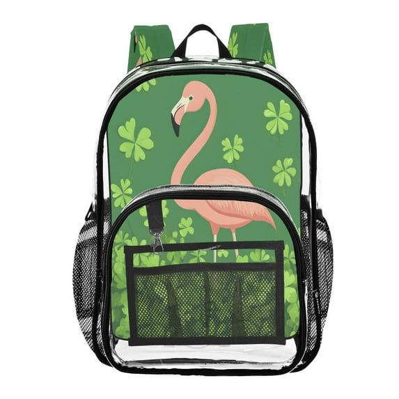 ALAZA Clear Backpack Clover Leaf Flamingo PVC Transparent BookBag ...