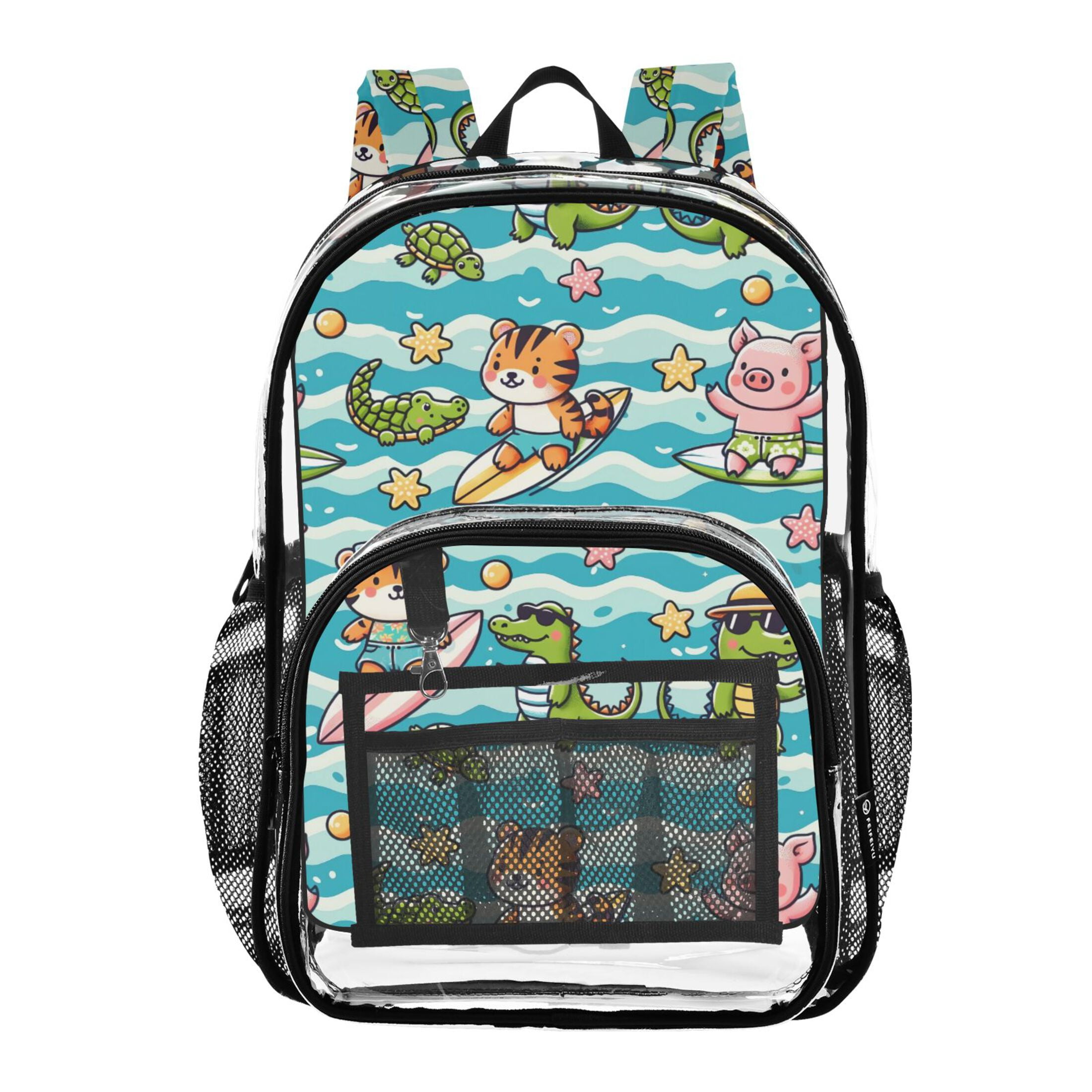 ALAZA Clear Backpack Cute Pig Crocodile Tiger PVC Transparent BookBag ...