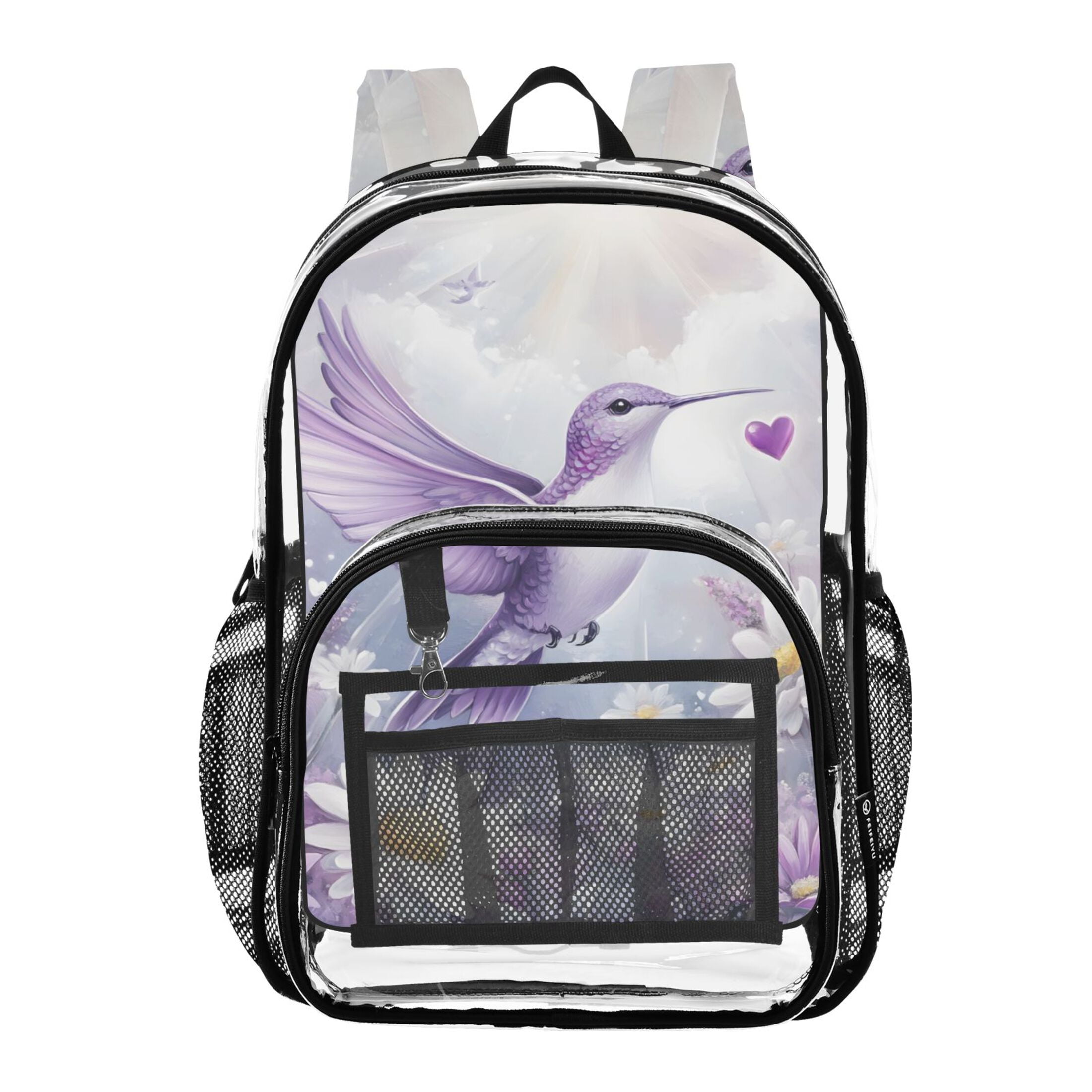 ALAZA Clear Backpack Hummingbirds Lavender Flower PVC Transparent ...