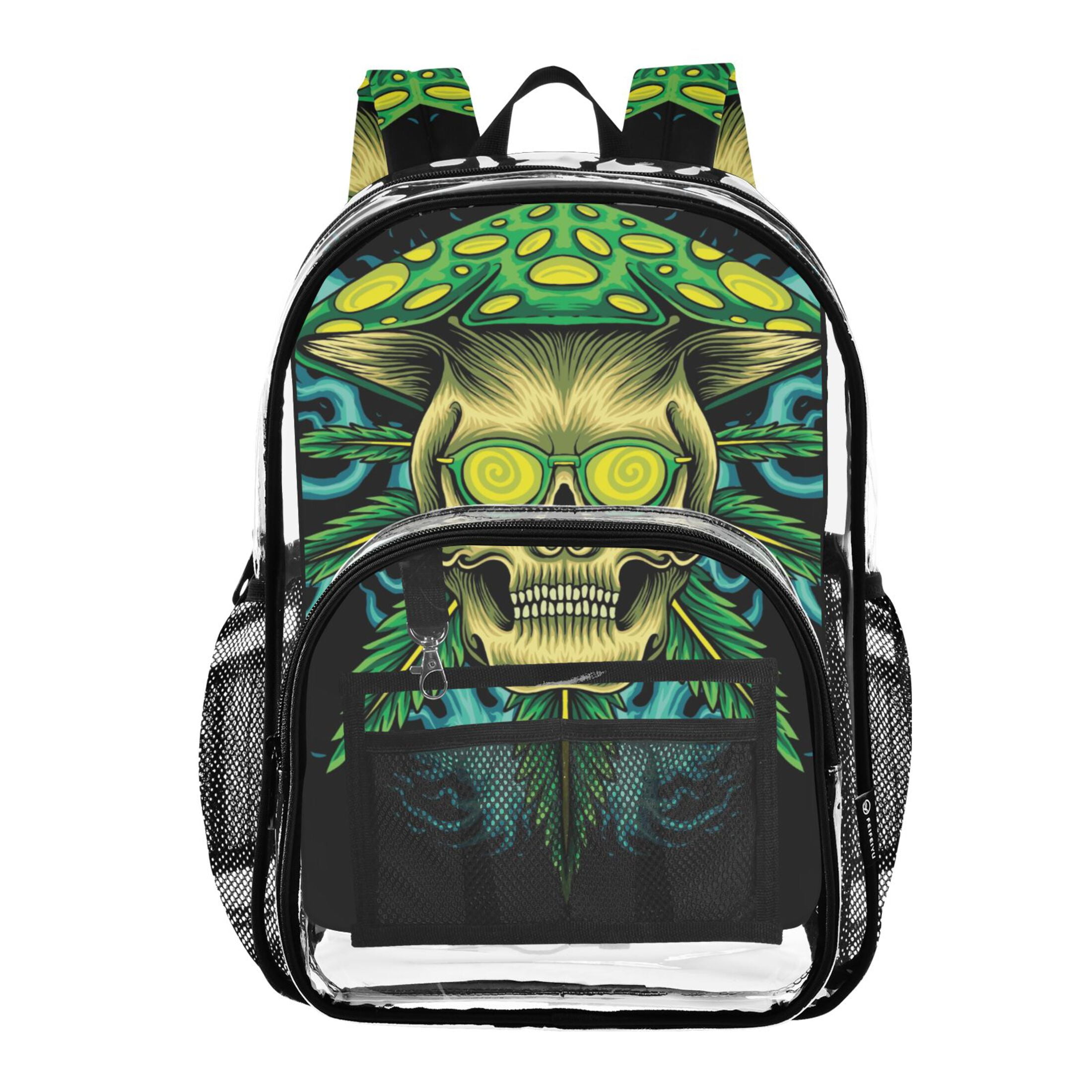 ALAZA Clear Backpack Skull with Mushroom PVC Transparent BookBag ...