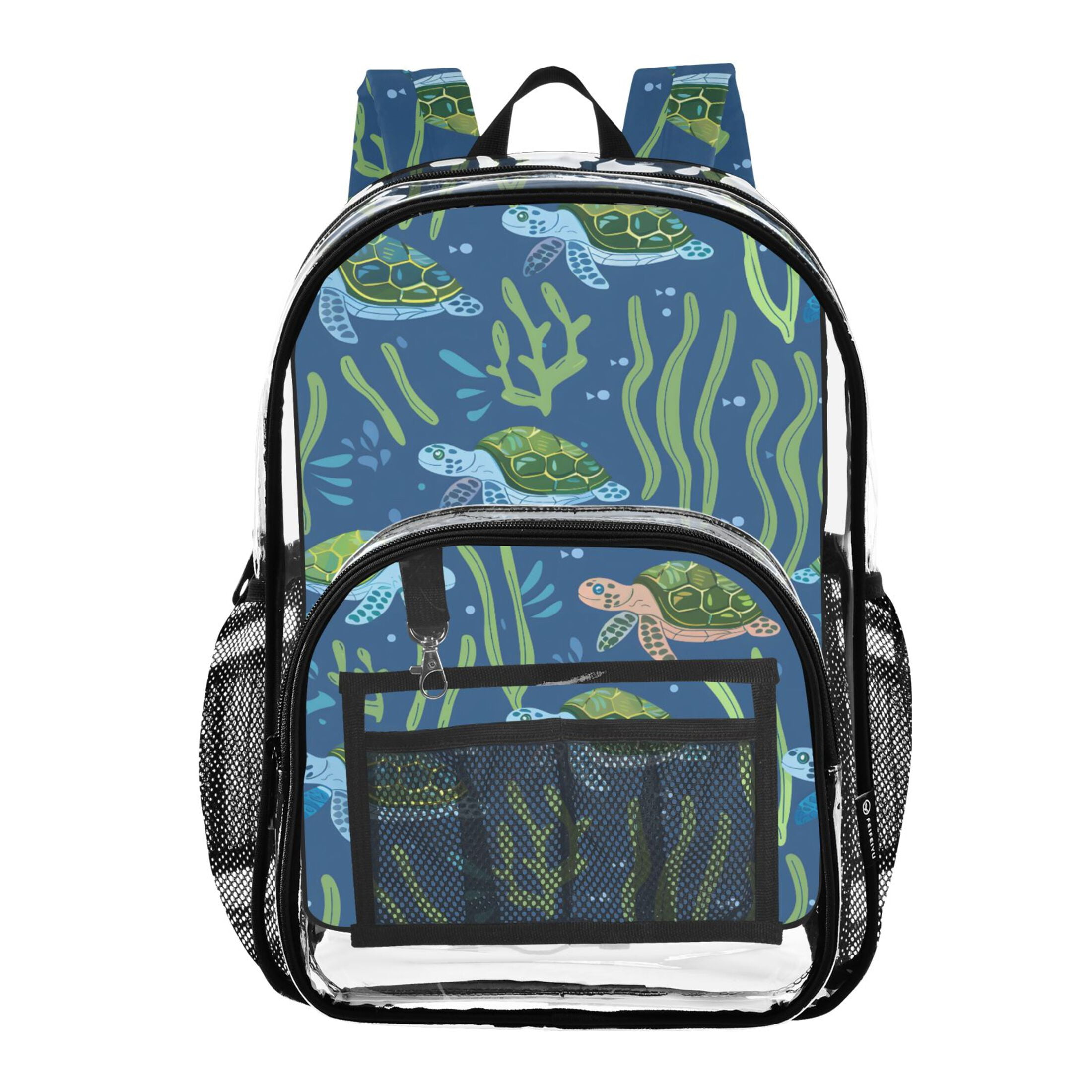 ALAZA Clear Backpack Turtles Seaweed under Sea PVC Transparent BookBag ...