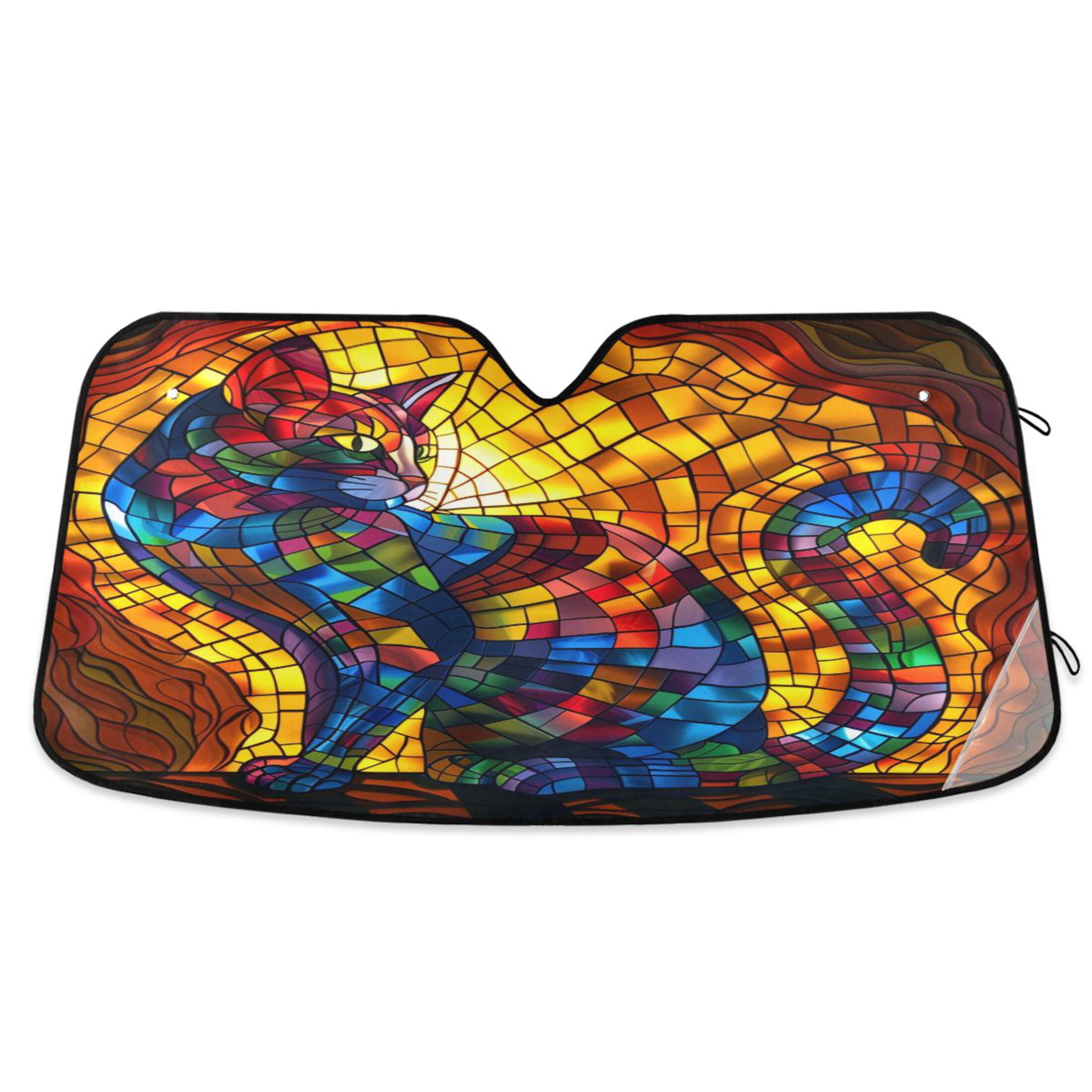 ALAZA Colorful Art Cat Windshield Sun Shade Car Foldable Sun Visor ...