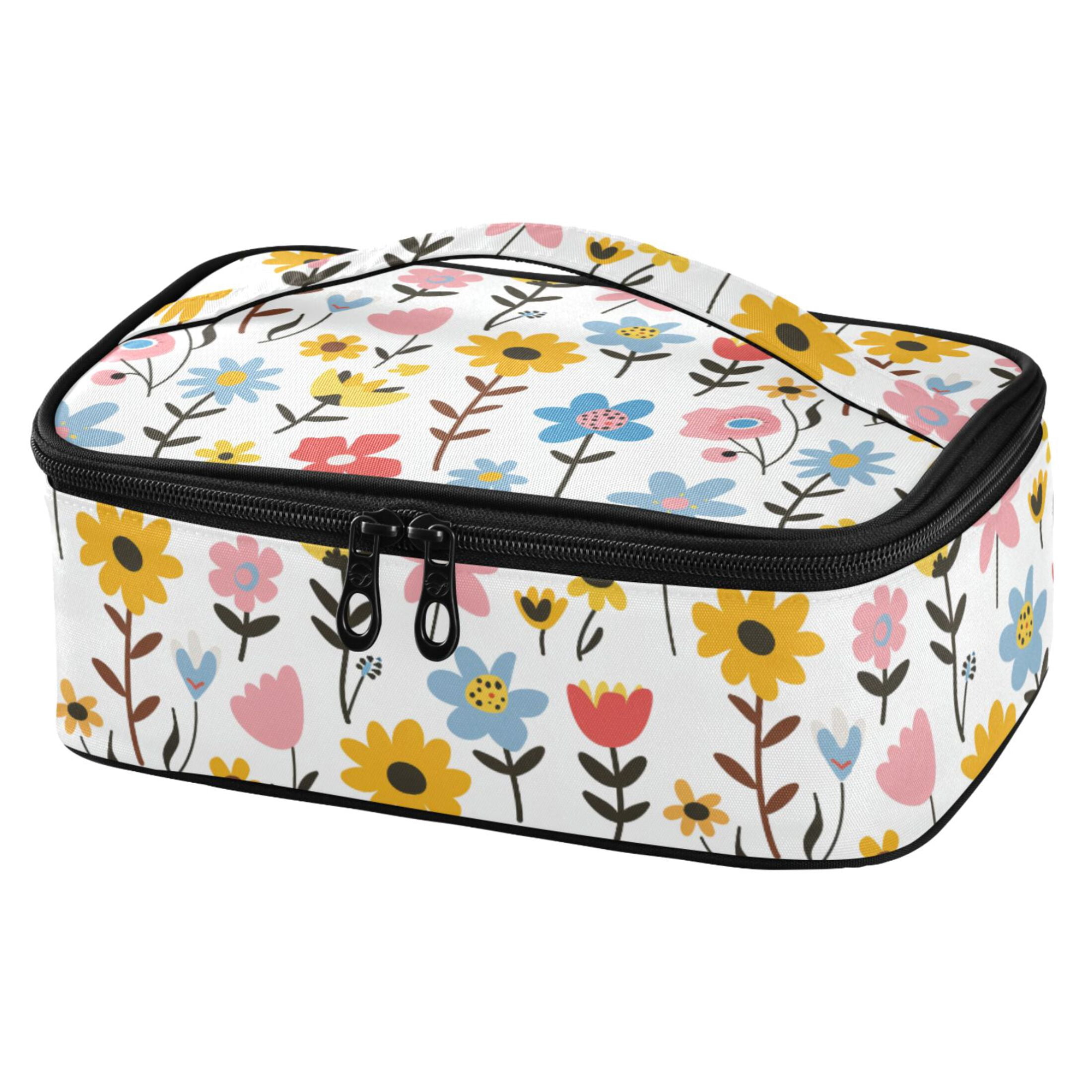 ALAZA Colorful Cute Flowers Lunch Box Insulated Cooler Tote Bag ...