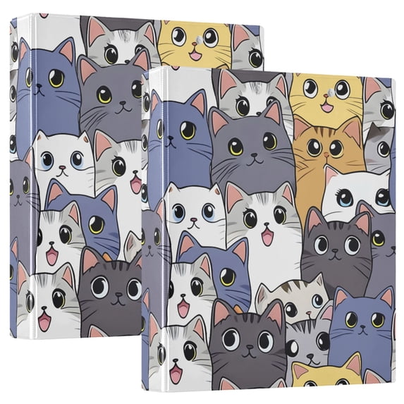 ALAZA Colorful Doodle Cute Cats Hardcover 3 Ring Binder 1.5" D-Rings ...
