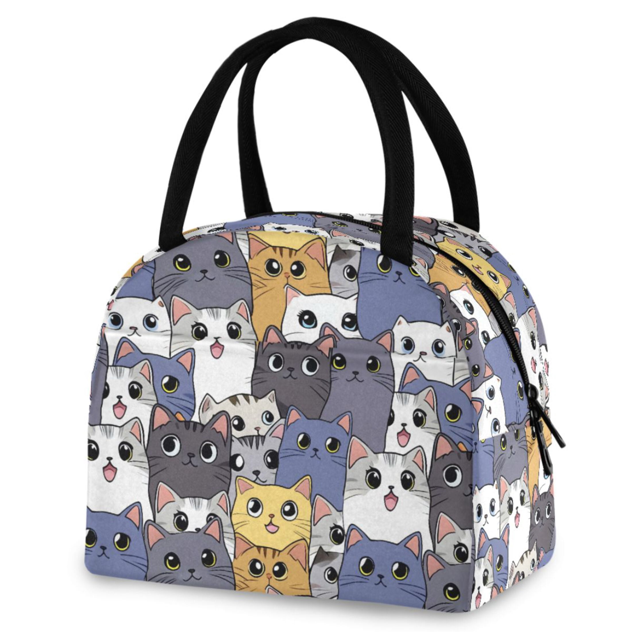 ALAZA Colorful Doodle Cute Cats Insulated Lunch Box Reusable Cooler ...