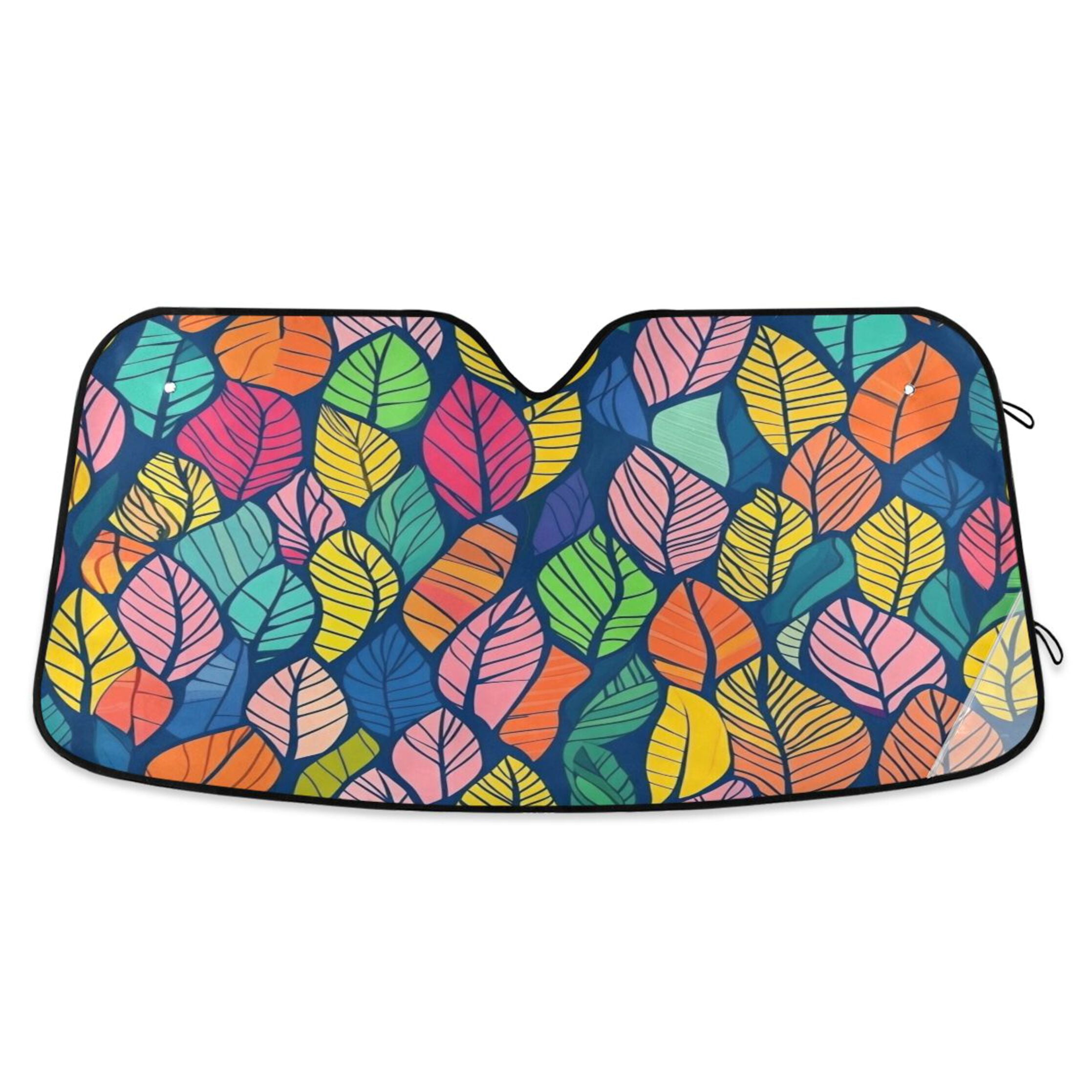 ALAZA Colorful Leaves Windshield Sun Shade Car Foldable Sun Visor Block ...