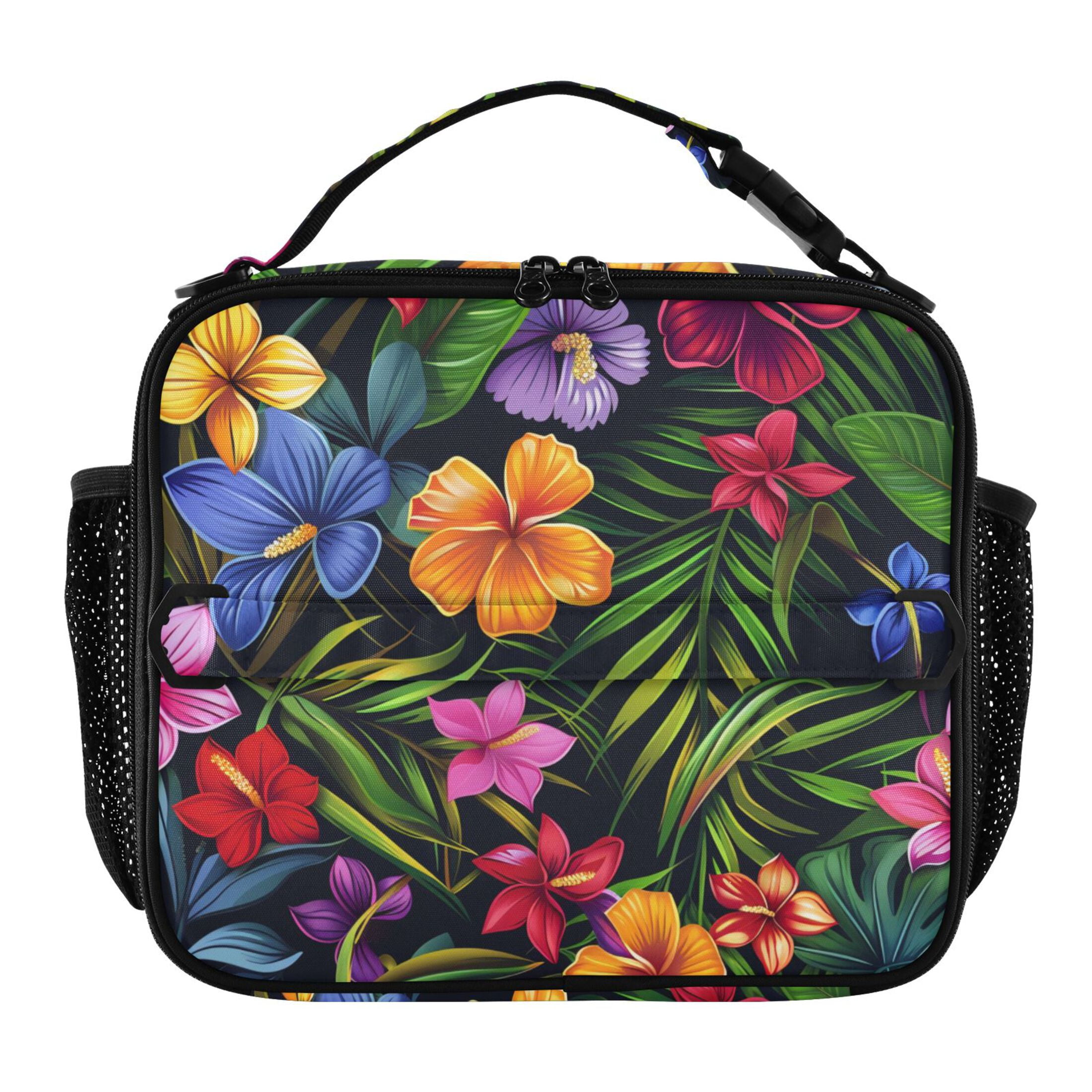 ALAZA Colorful Tropical Flowers Lunch Box Insulated Lunch Bag Cooler ...