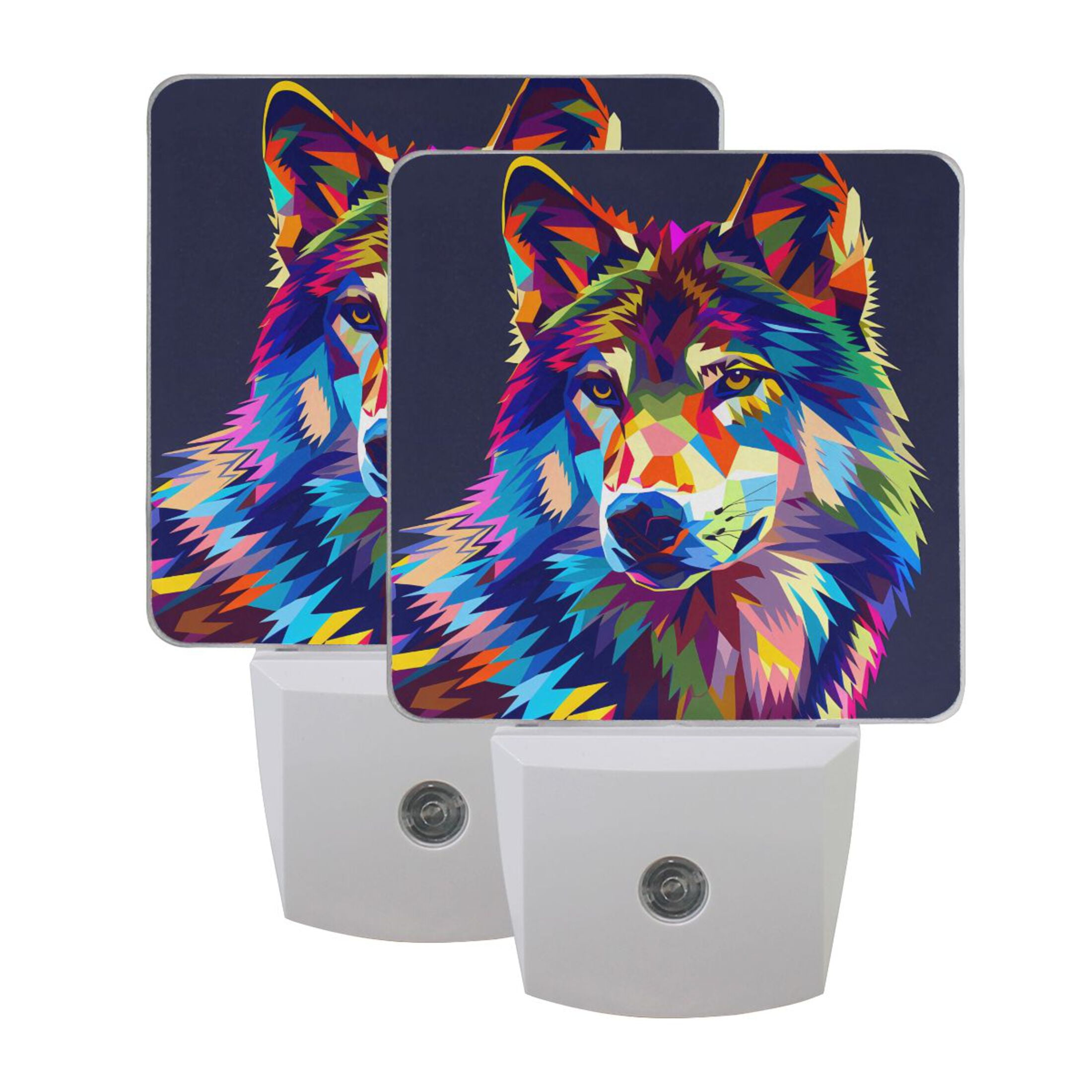 ALAZA Colorful Wolf Night Lights 2 Pack Plug-in Wall LED Nightlight ...