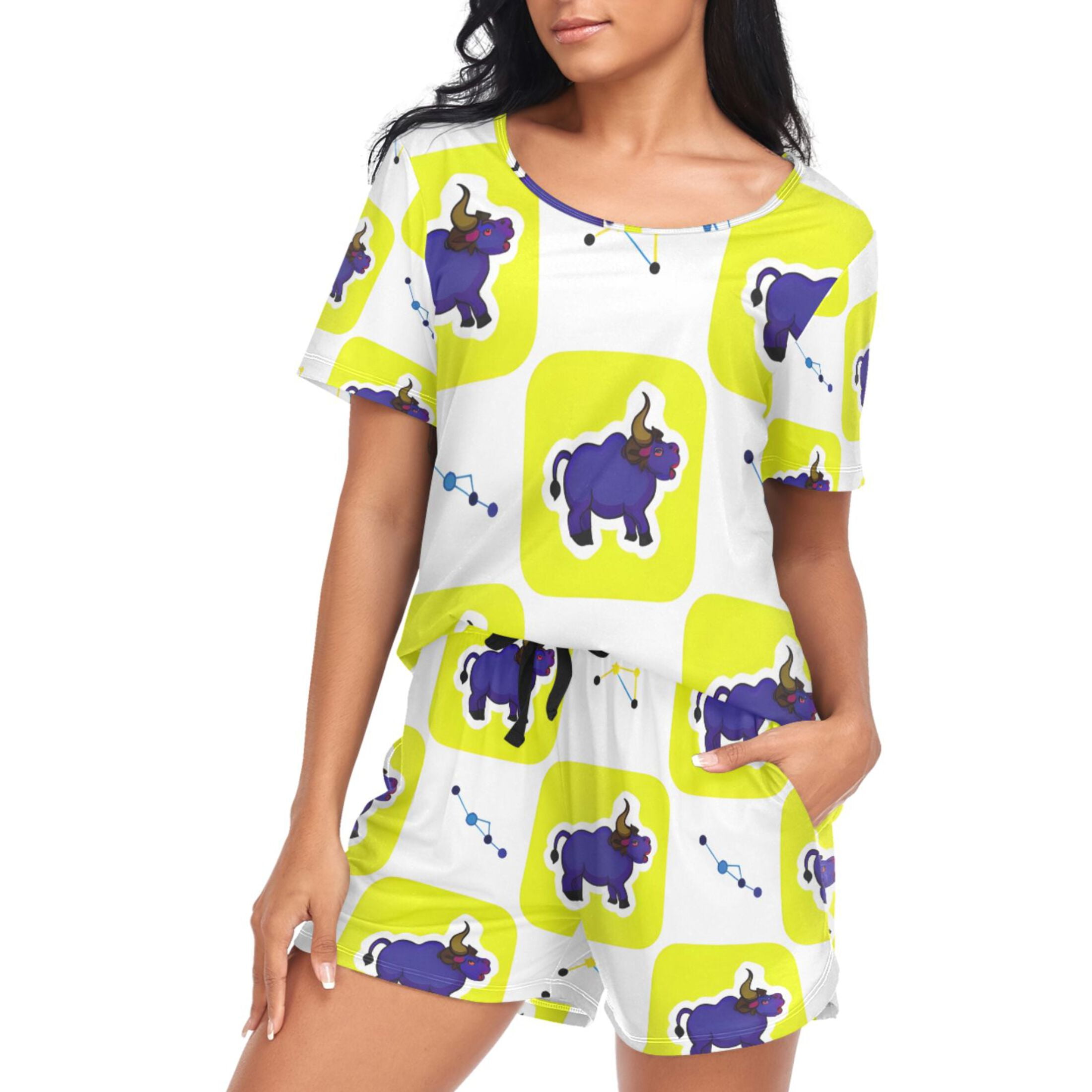 ALAZA Constellation Taurus Women's Pajama Set Short Sleepwear ...