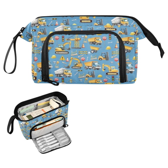 ALAZA Construction Cartoon Trucks Pencil Pouch Big Capacity Pencil Case ...