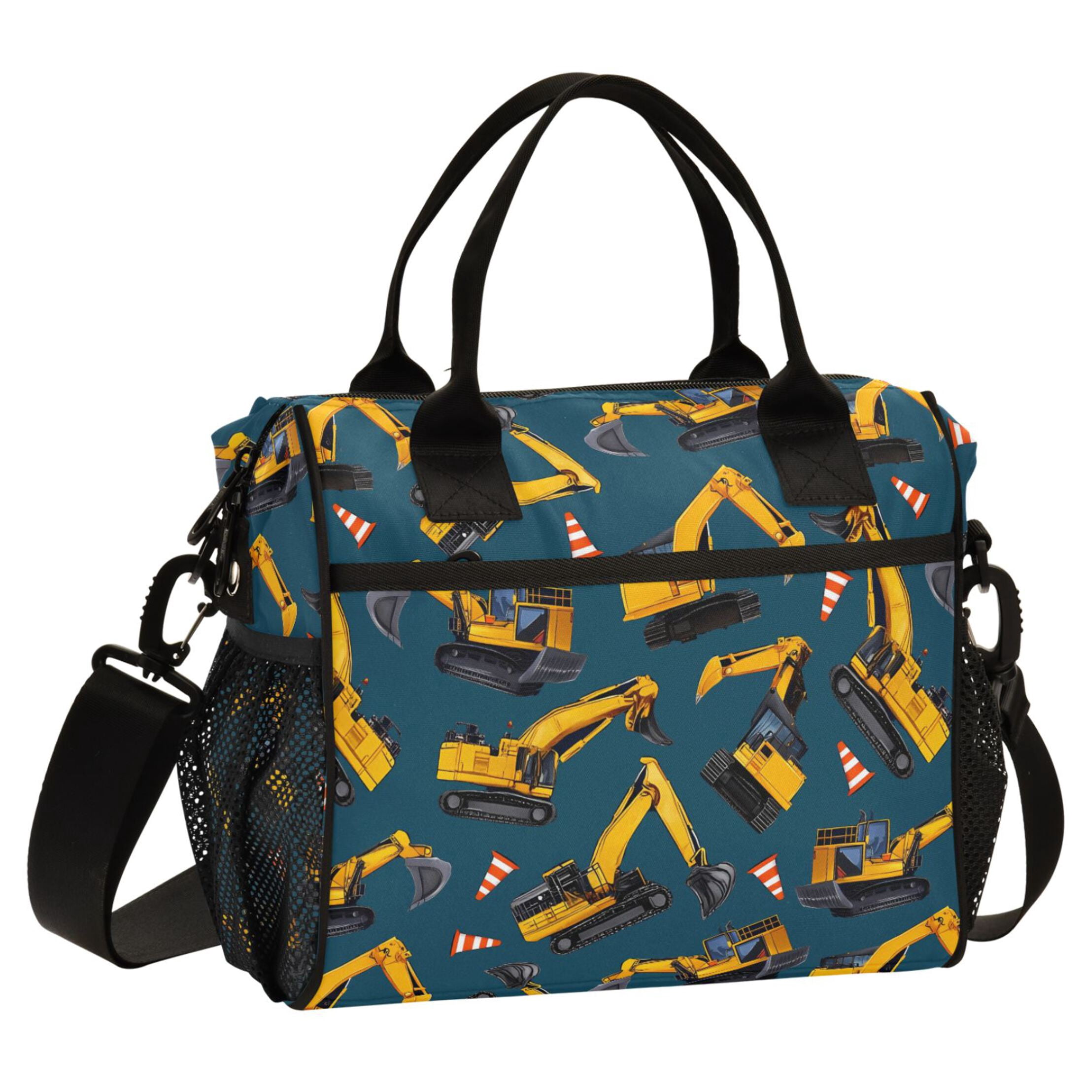 ALAZA Construction Vehicles Print Cooler Lunch Bag Insulated Reusable ...