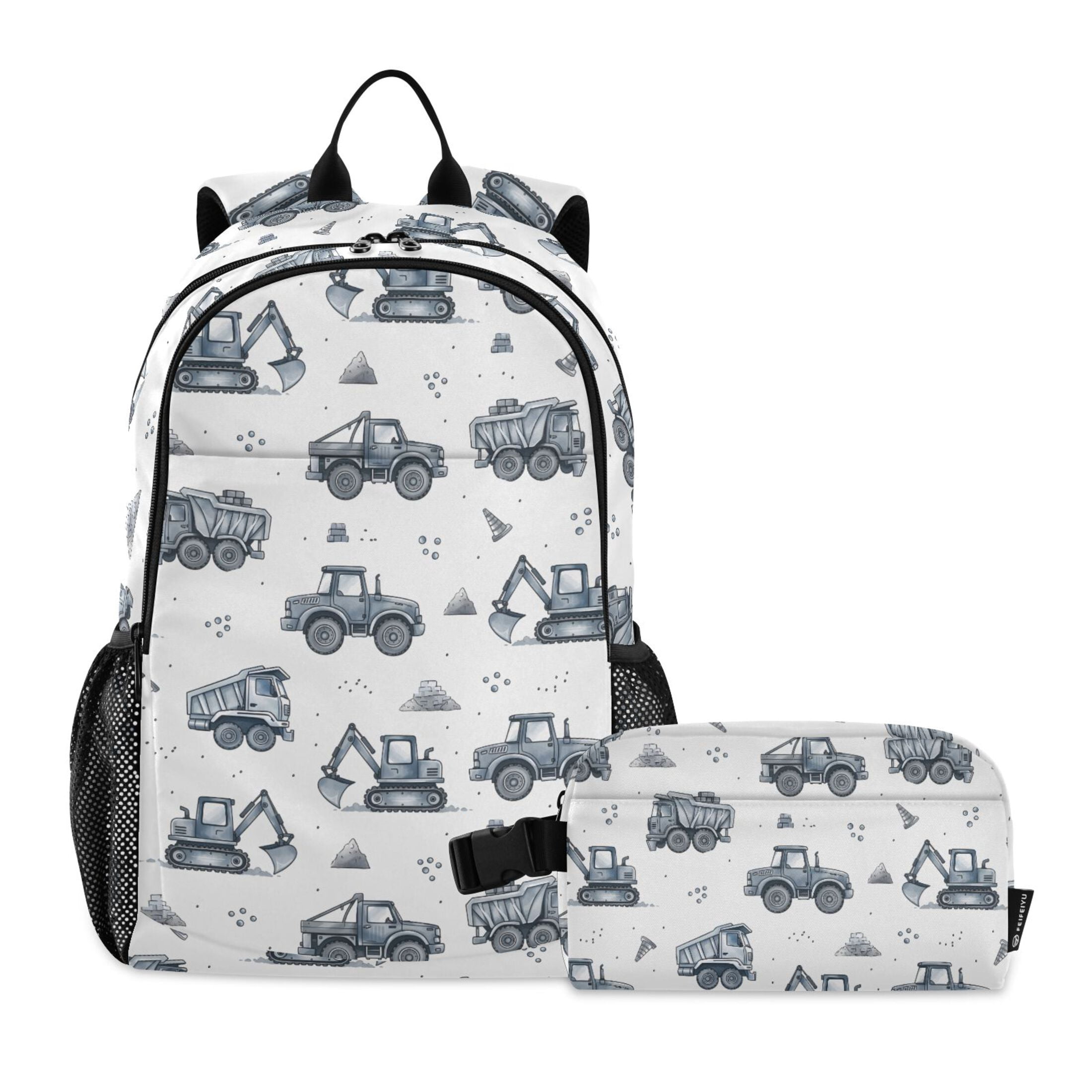 ALAZA Construction Vintage Trucks School Backpack Lunch Box Set Student ...