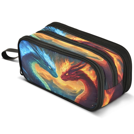ALAZA Cool Dragon with Fire Pencil Case Bag Large 3 Compartment Pen ...