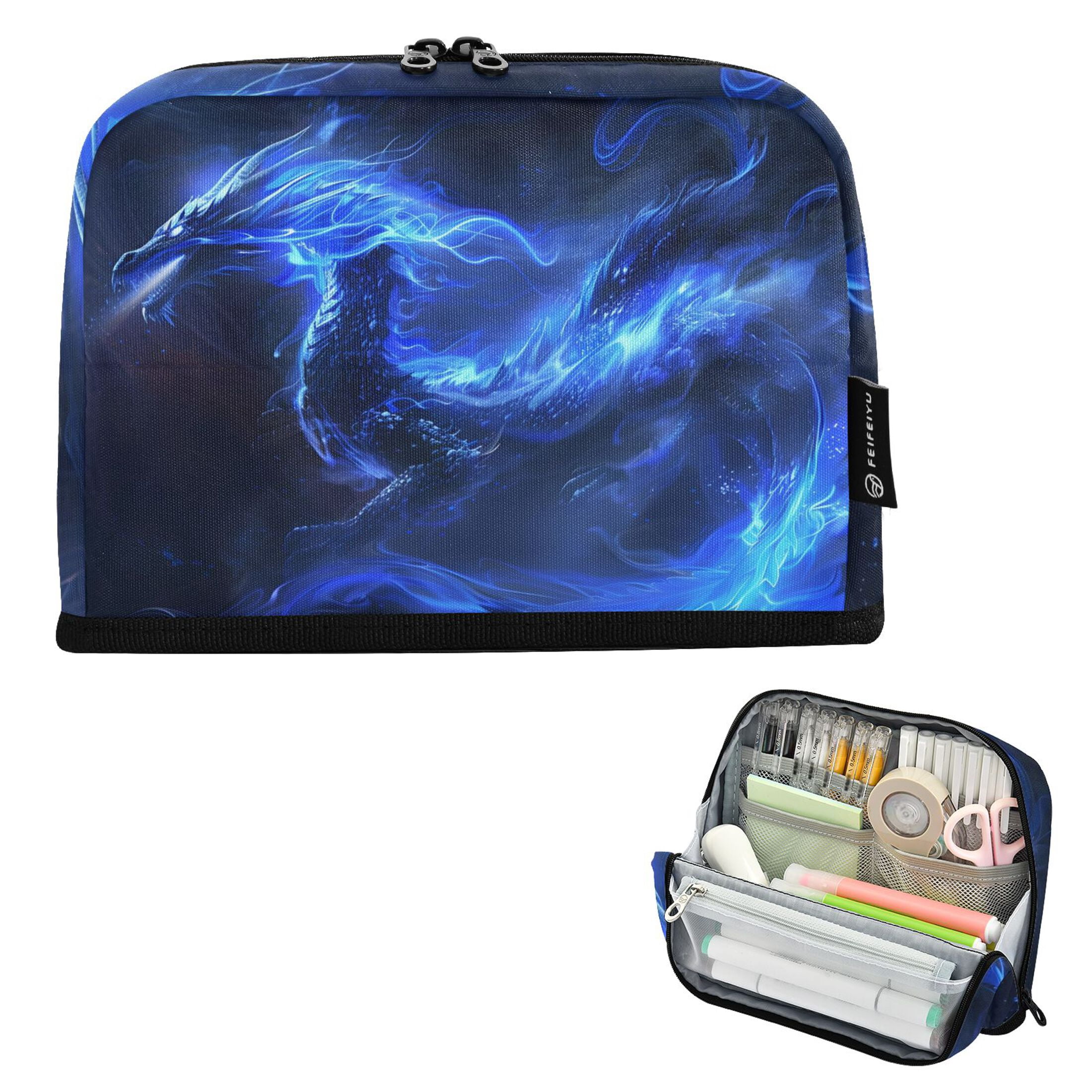 ALAZA Cool Dragon with Flames Pencil Case Pen Pouch Bag Large Capacity ...