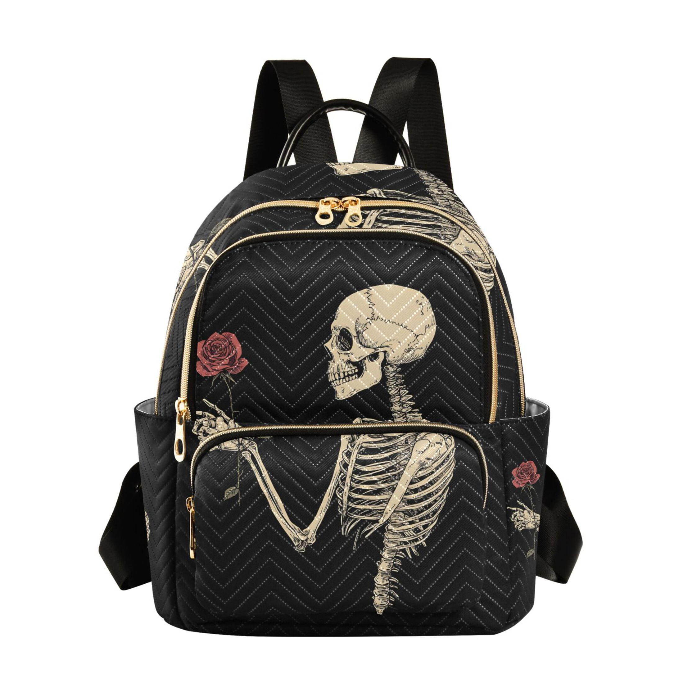 ALAZA Cool Skeleton Rose Flower Womens Travel Laptop Backpack Large ...