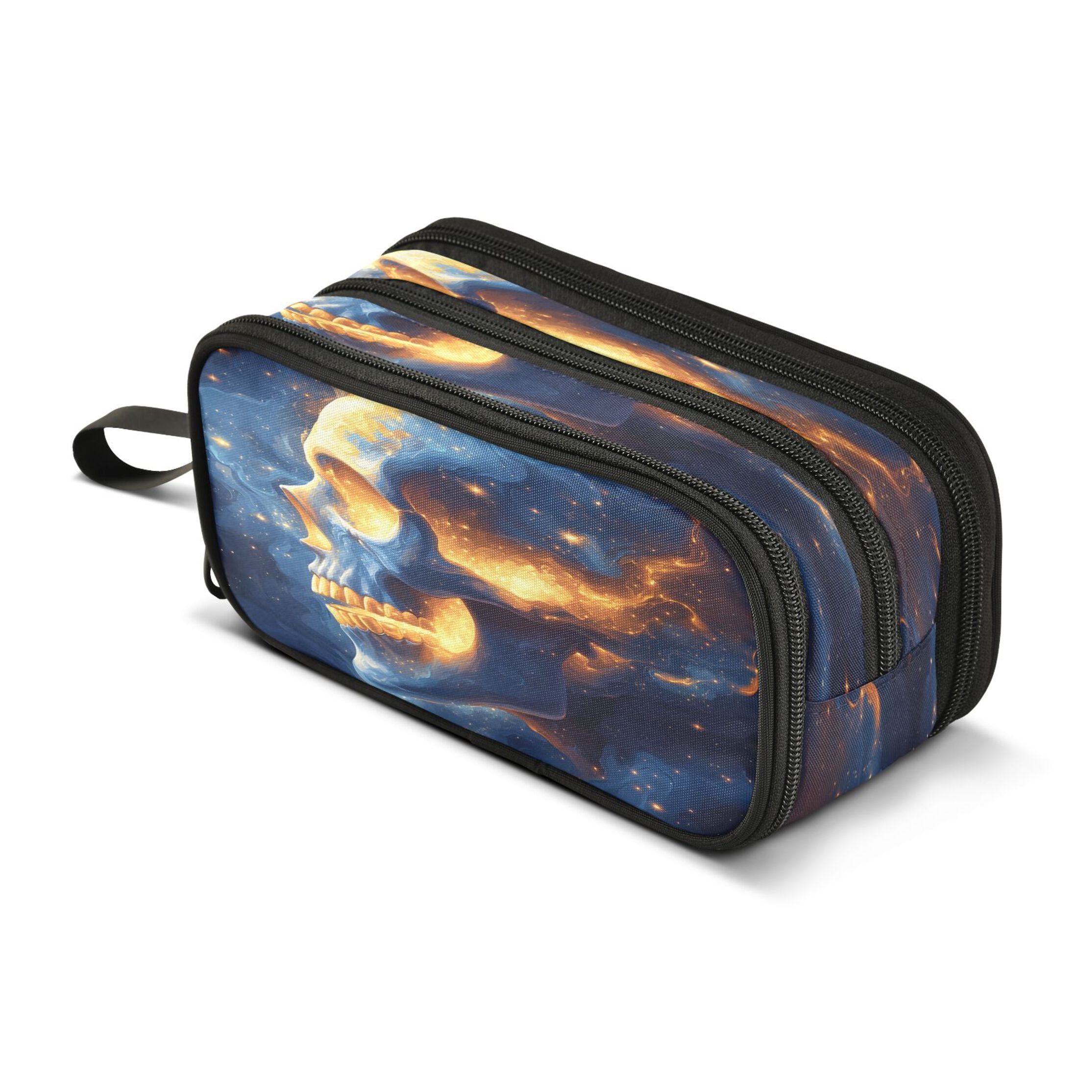 ALAZA Cool Skull Pencil Case Bag 3 Compartment Pen Pouch Large Storage ...
